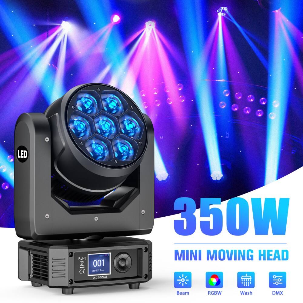 UKing 350W Moving Head Stage Lighting RGBW Wash 7LED DMX Mini Light DJ ...