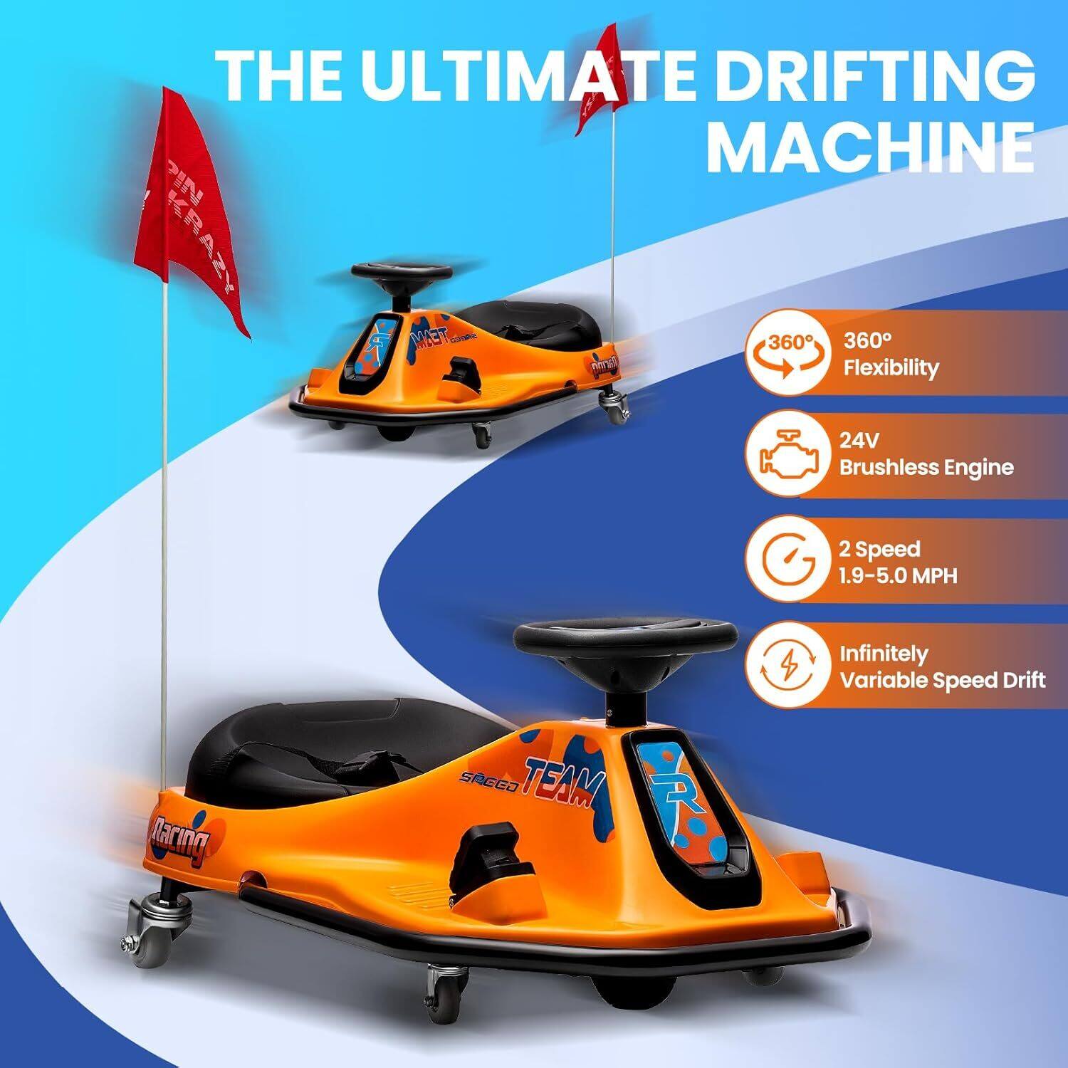 Qeetex 24V 7A Electric Ride On Drifting Go Kart for Kids Best Gift ...