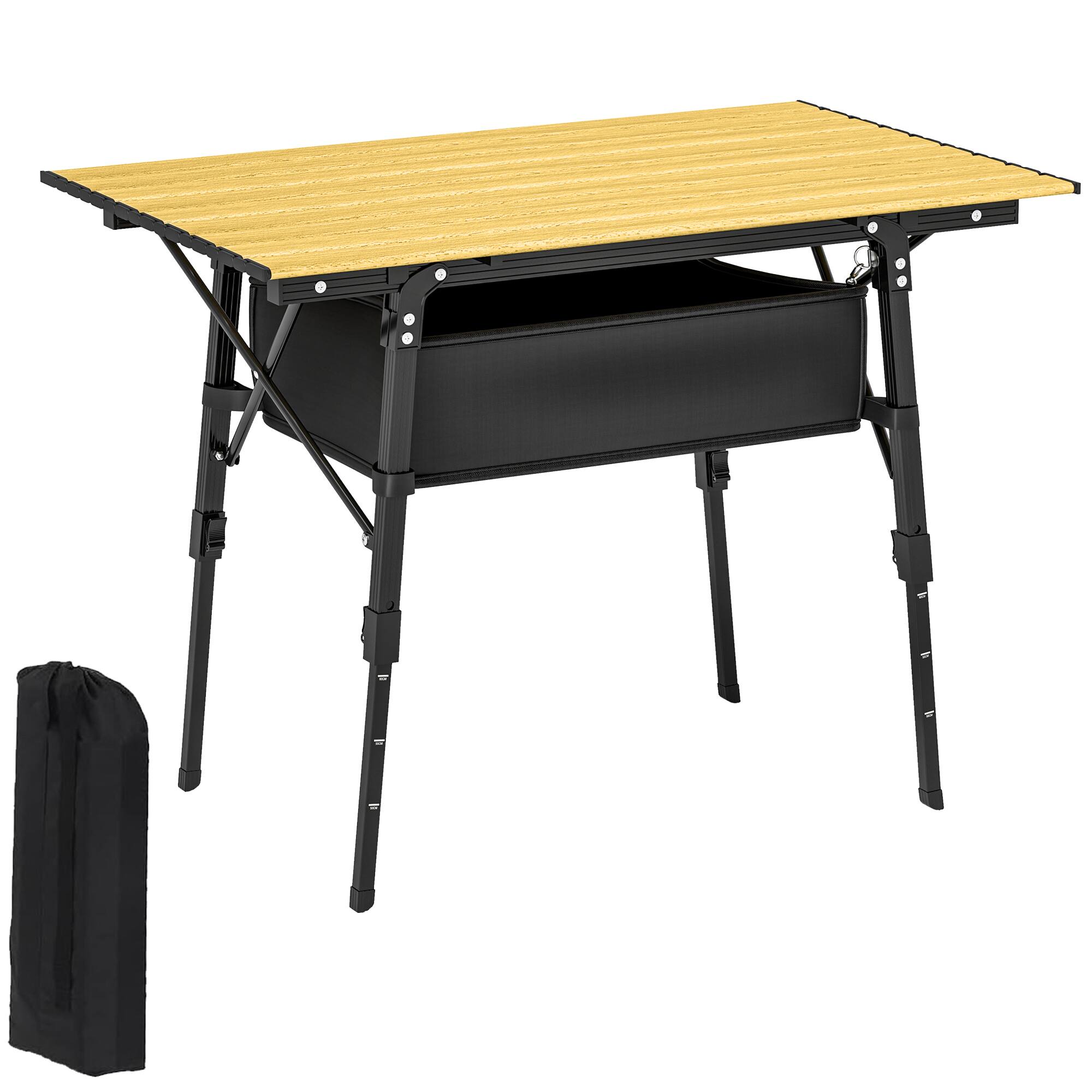 Outsunny 3ft Portable Camping Table with Storage Bag, Adjustable Height ...