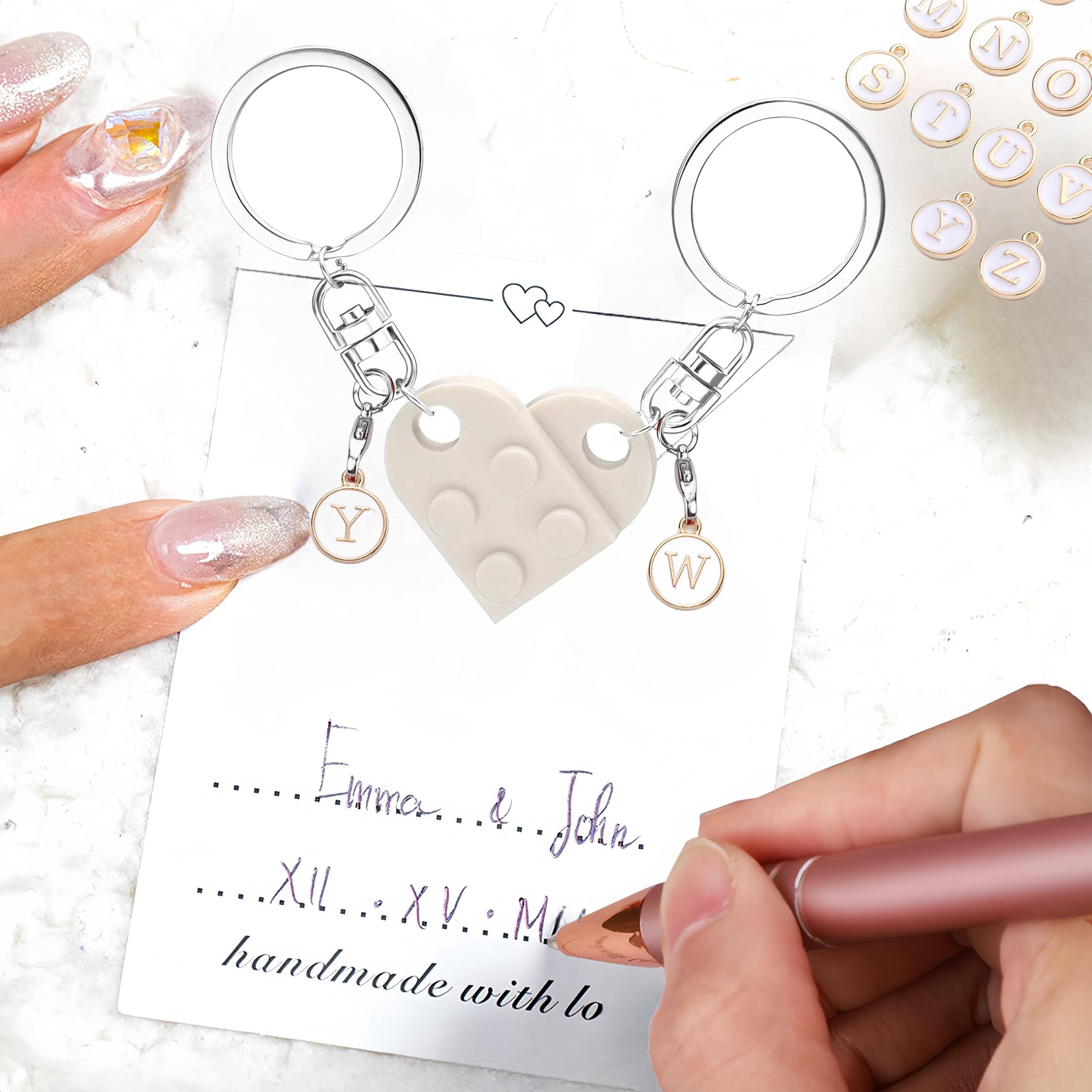 Stylel Star Brick Matching Couple Heart Keychain For Boyfriend ...