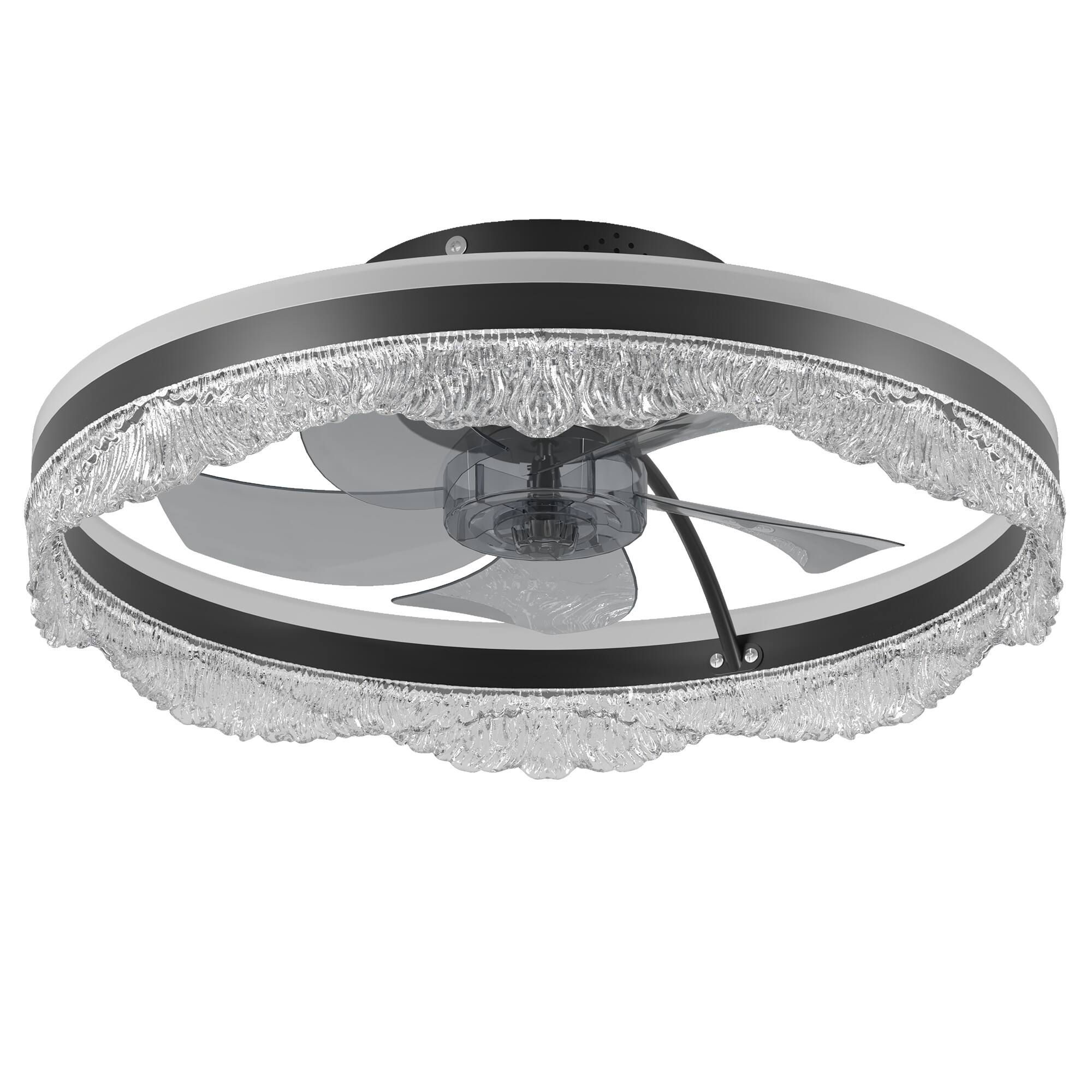 APRILSOUL 20 inch Smart Silent Ceiling Fan Light Crystal Hidden Blades ...