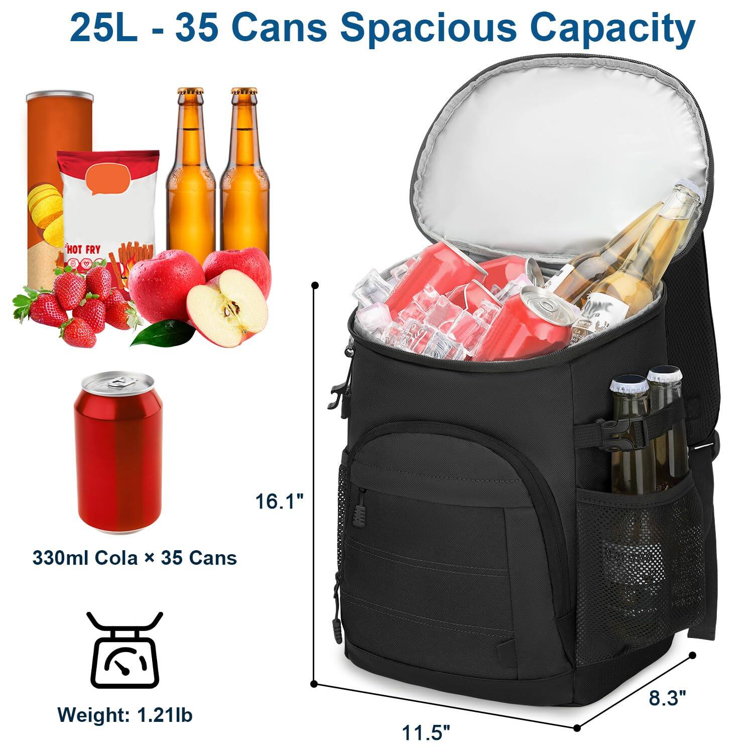 Live At Space 35 Cans Insulated Backpack Cooler For Men Leak Proof ...
