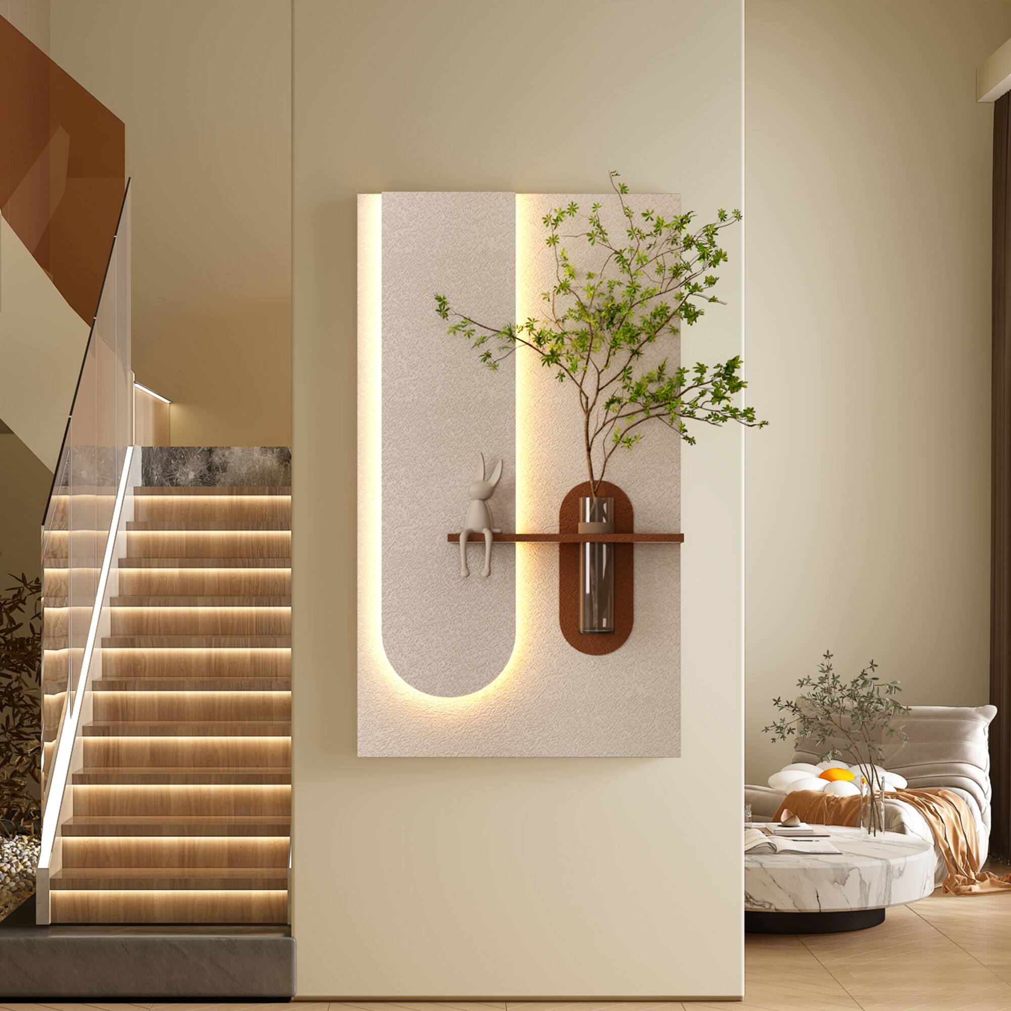 APRILSOUL Adjustable Color Led Sandstone Wall Decor Simulated Green ...