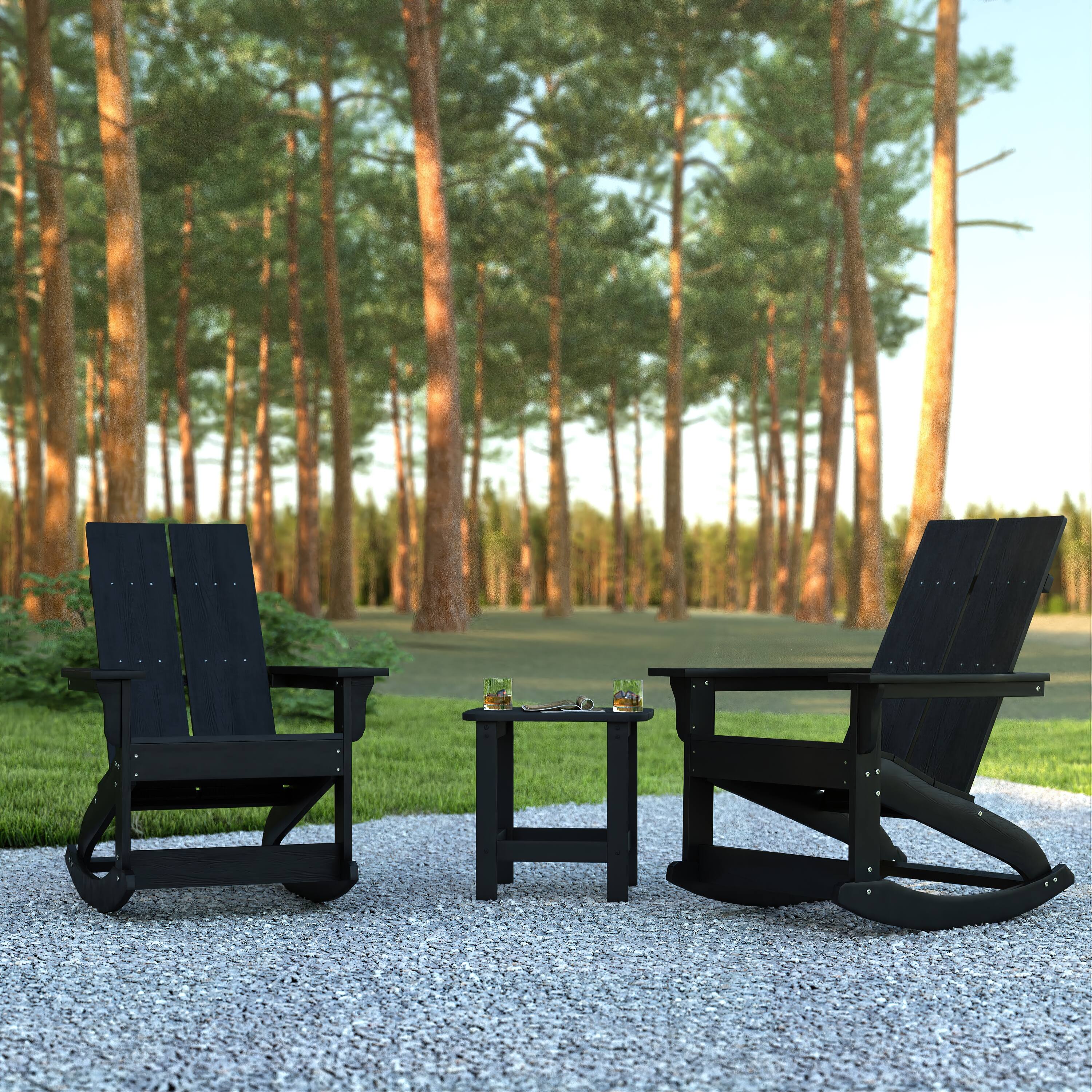 Emma + Oliver Set of 2 Harmon Modern All Weather Poly Resin Adirondack ...