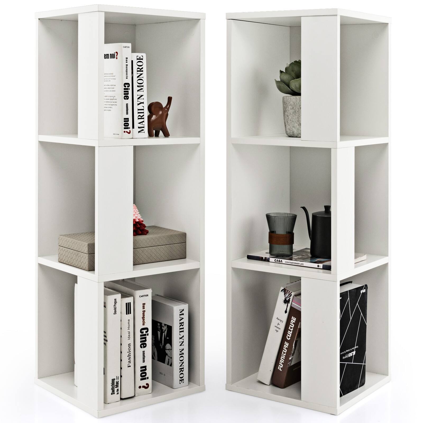 Ecooso 3 Tier Bookcase Freestanding Bookshelf with 6 Cubes and Anti ...