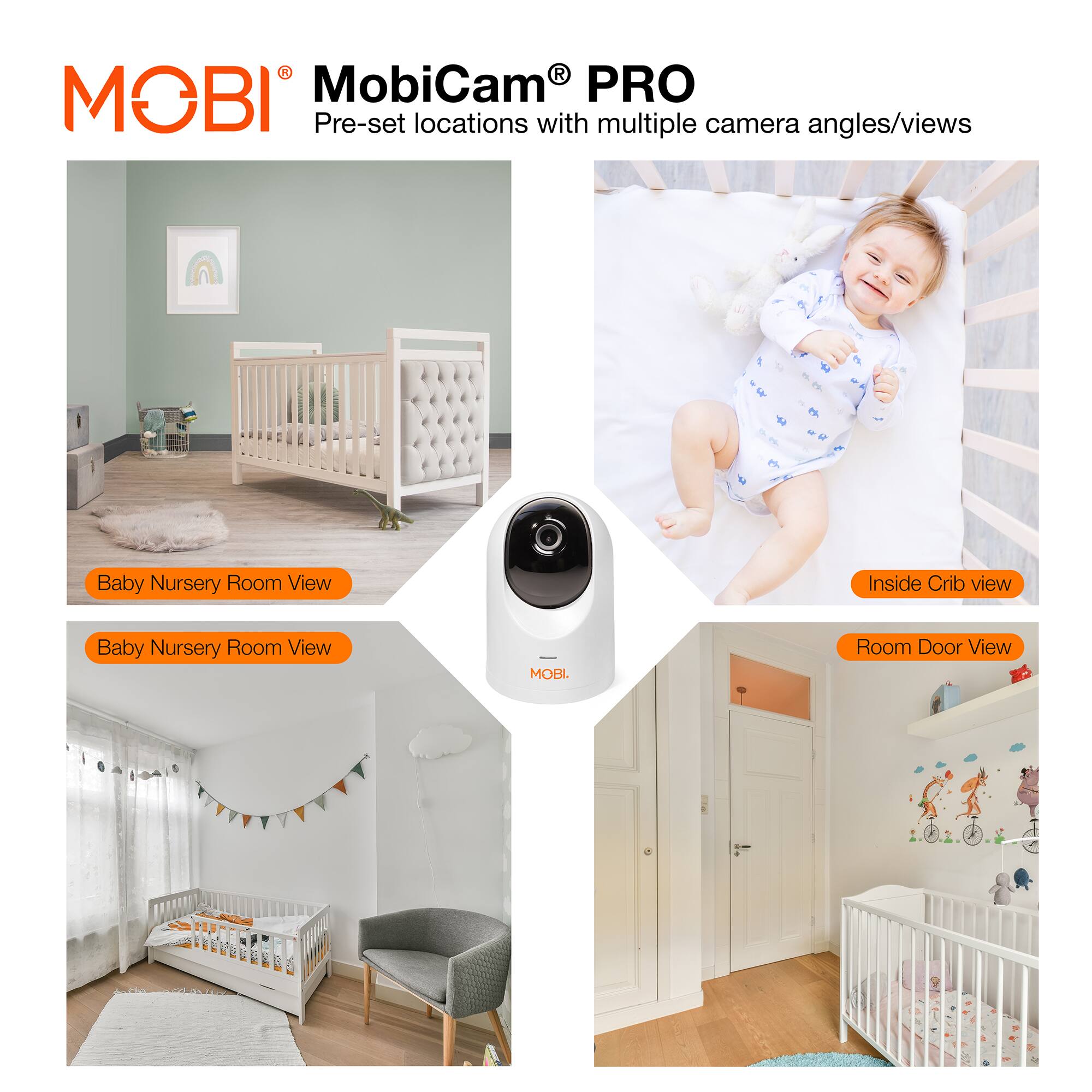 MOBI Cam PRO Intelligent Baby & Nursery Monitoring Indoor Pan, Tilt ...