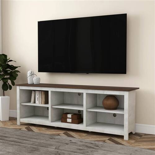 SlickBlue Farmhouse Style TV Stand in Wood Grain Finish for Large TVs ...