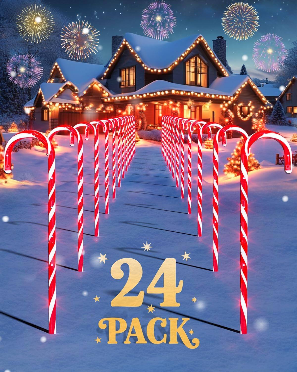 PARKER SLATER 24 Pack Christmas Candy Cane Pathway Lights B0FGQLXLGC ...
