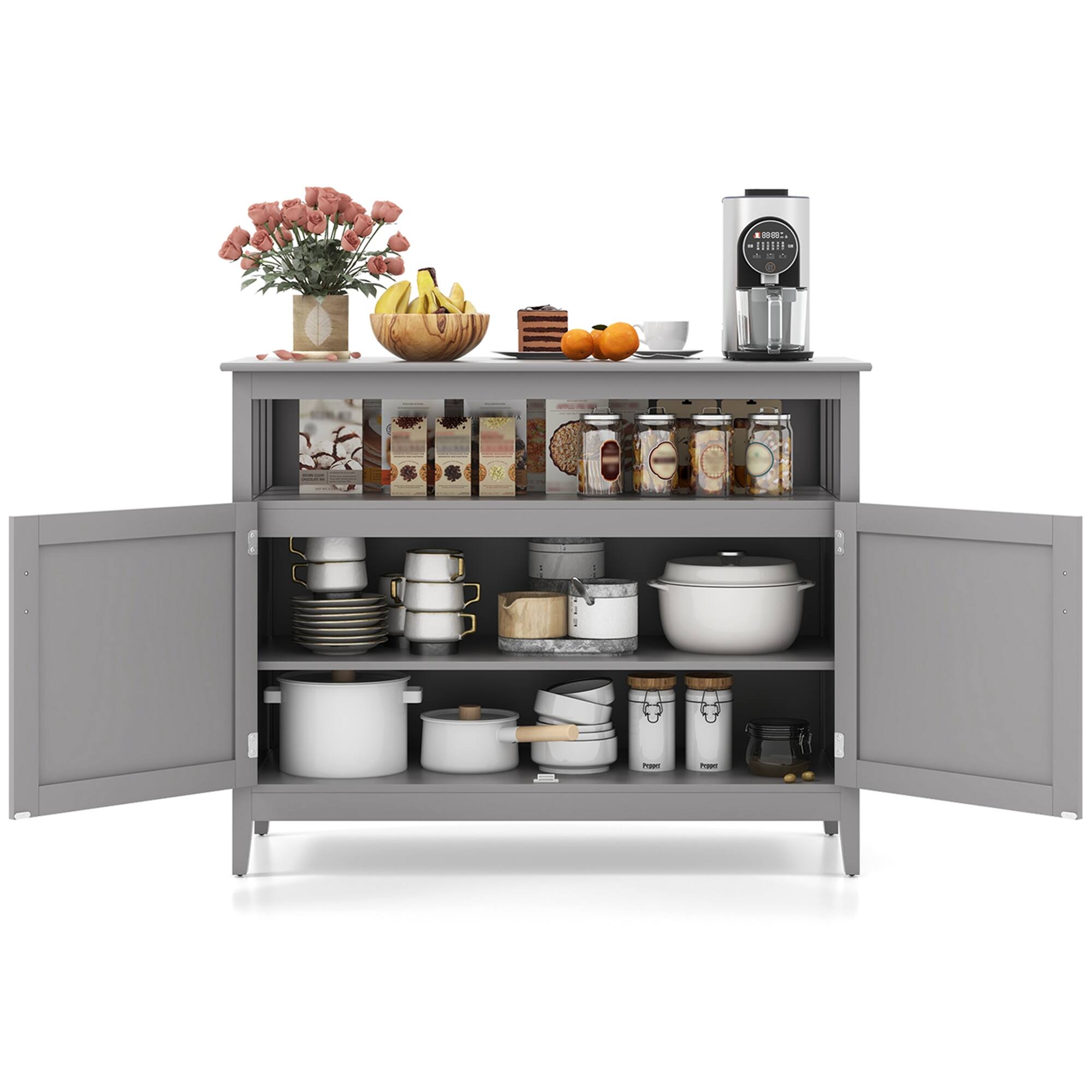 Best Buy: Costway Kitchen Sideboard Buffet Server Cupboard Storage ...
