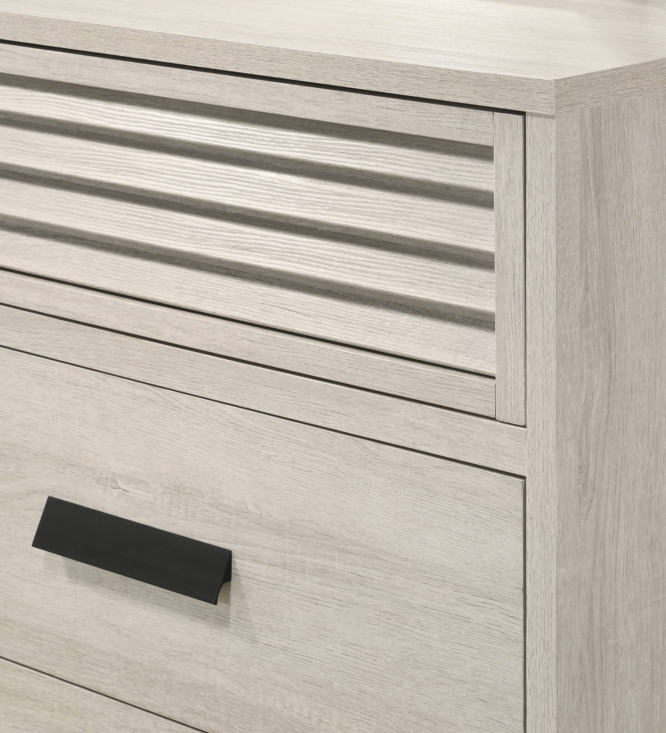 Tiramisubest Contemporary Finish 2 Drawer Louvered Nightstand with ...