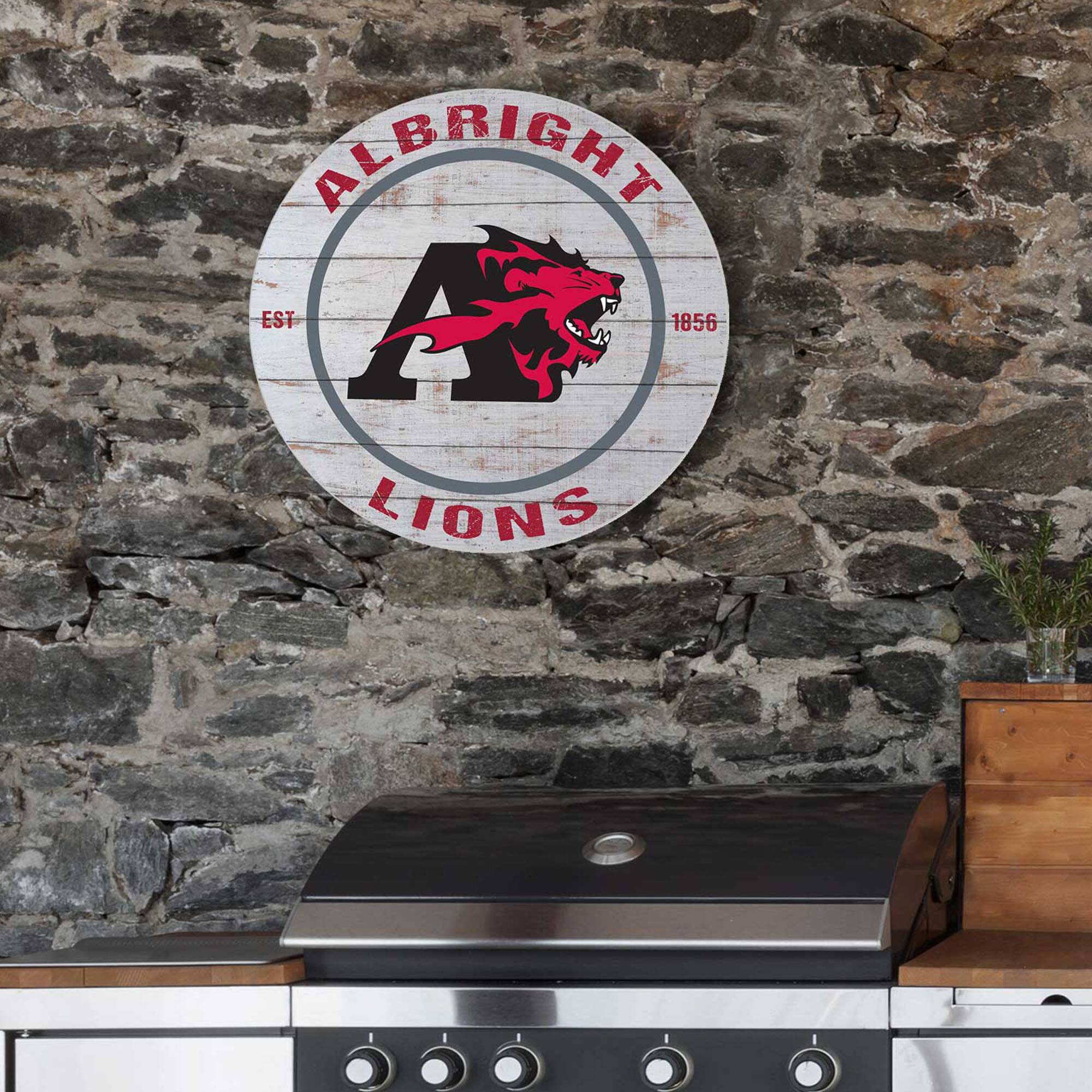 Jardine Albright Lions 20'' x 20'' Indoor/Outdoor Weathered Circle Sign ...
