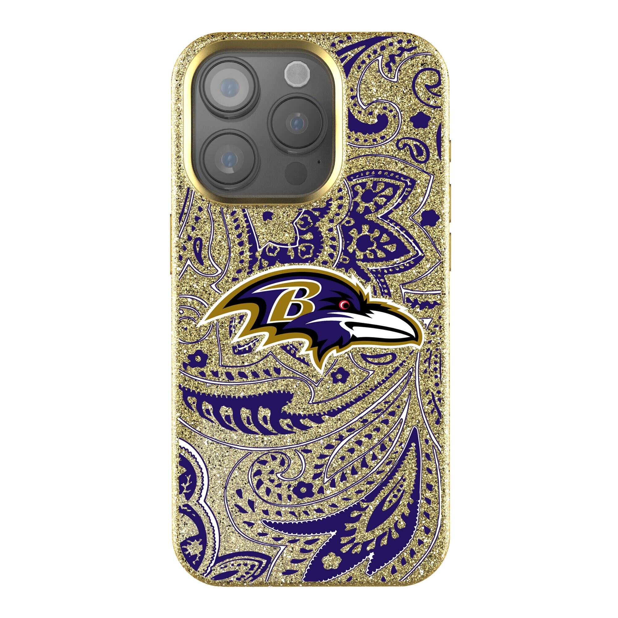 Keyscaper NFL Baltimore Ravens Paisley Bling iPhone Case 14 Gold ...