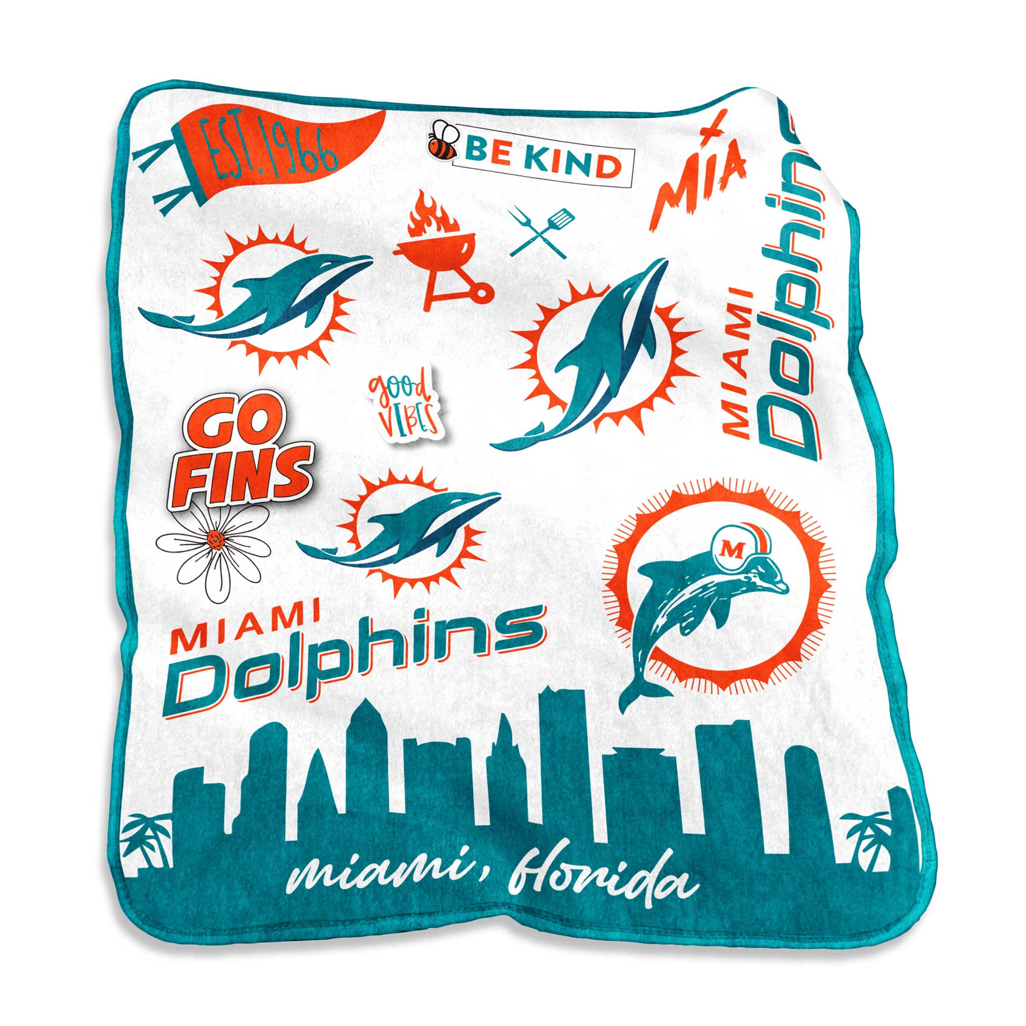 Logo Brands Miami Dolphins 50'' x 60'' Native Raschel Plush Throw ...