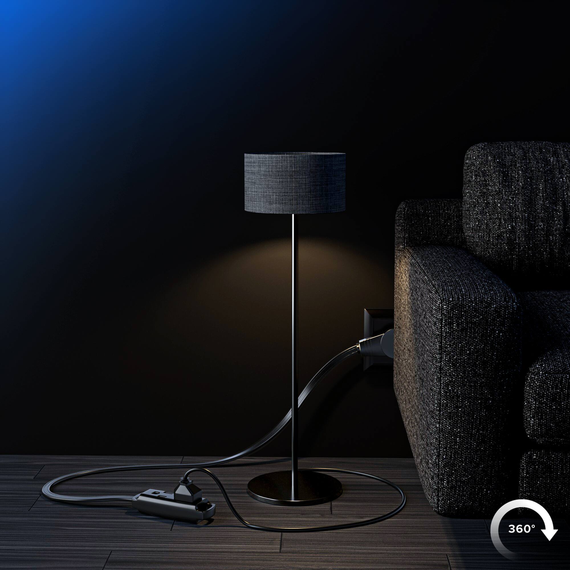 Maximm 360 Degree Rotating Flat Extension Cord 3 Ft Multi 3 Outlet Power Cord Grounded 16 AWG UL ...