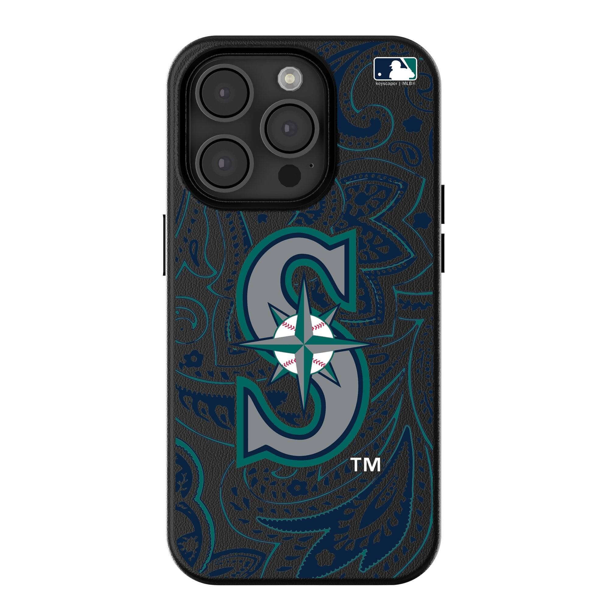 MLB Keyscaper - - Seattle Mariners Paisley iPhone Magnetic Bump - 15 Plus - Black - buy case ...