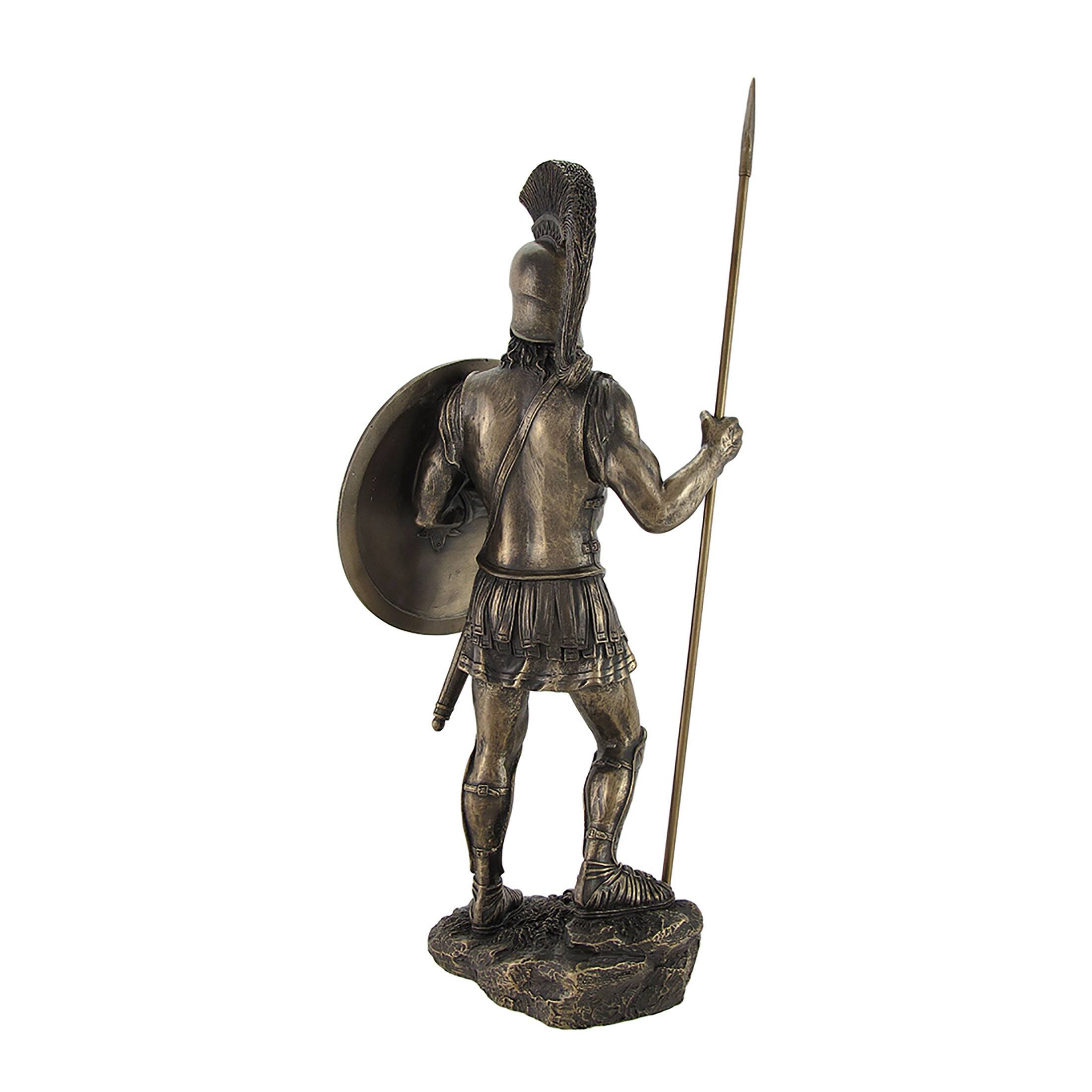 Veronese Design Bronzed Spartan Warrior with Spear and Hoplite Shield ...