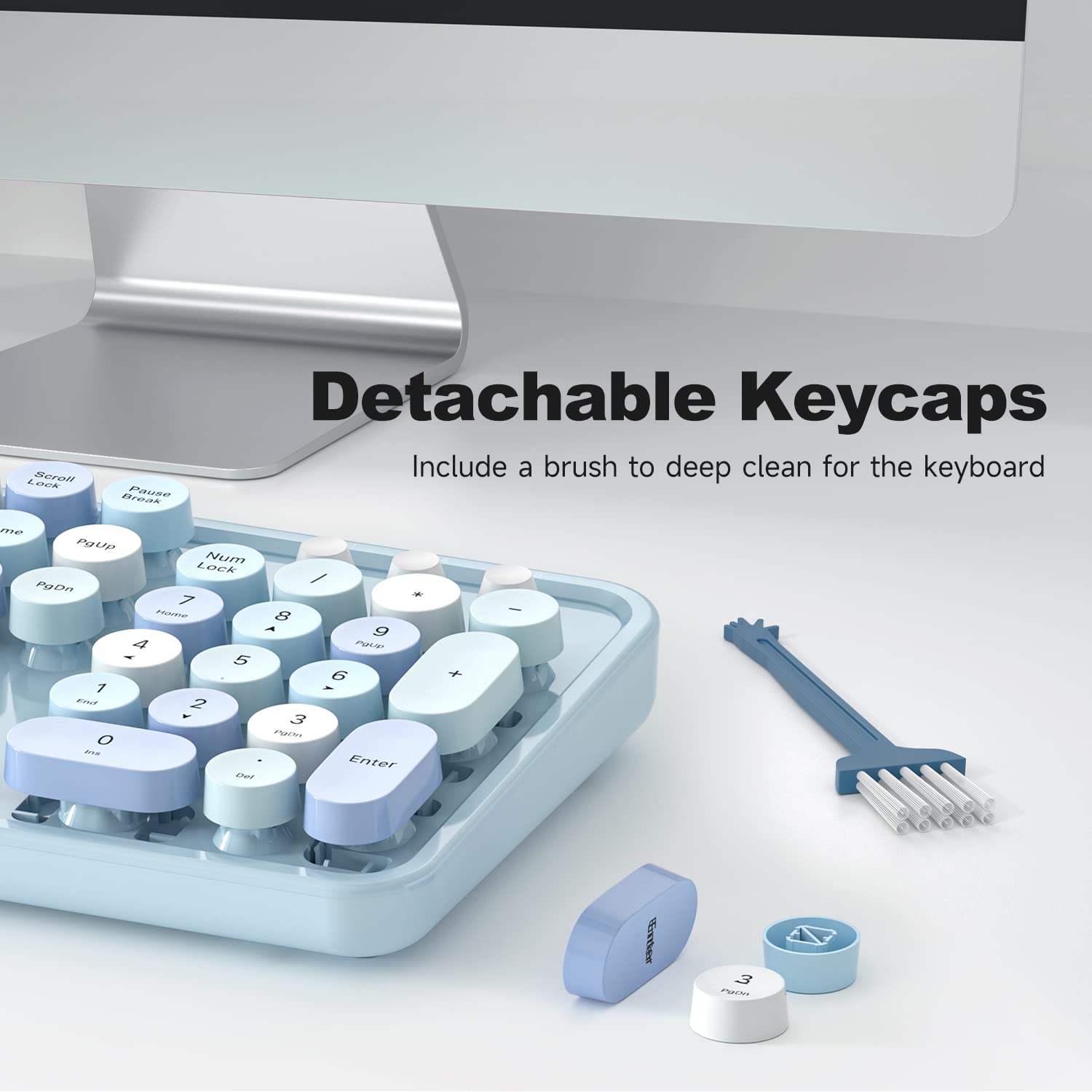 Pacoar Cade Wired Computer Blue Colorful Retro Full Size Round Keycaps ...