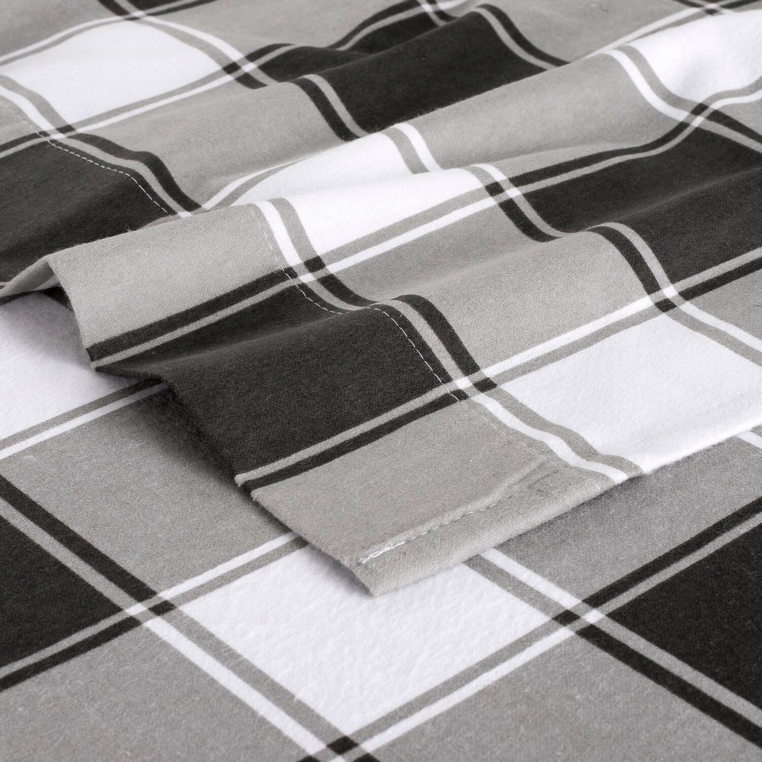 Kathy Ireland 100% Turkish Cotton Flannel Sheet Set Gingham Plaid 1296 ...