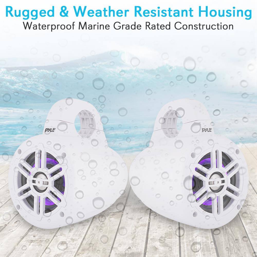 Pyle Waterproof Marine Wakeboard Tower Speakers Black PLMRLEWB47WB ...