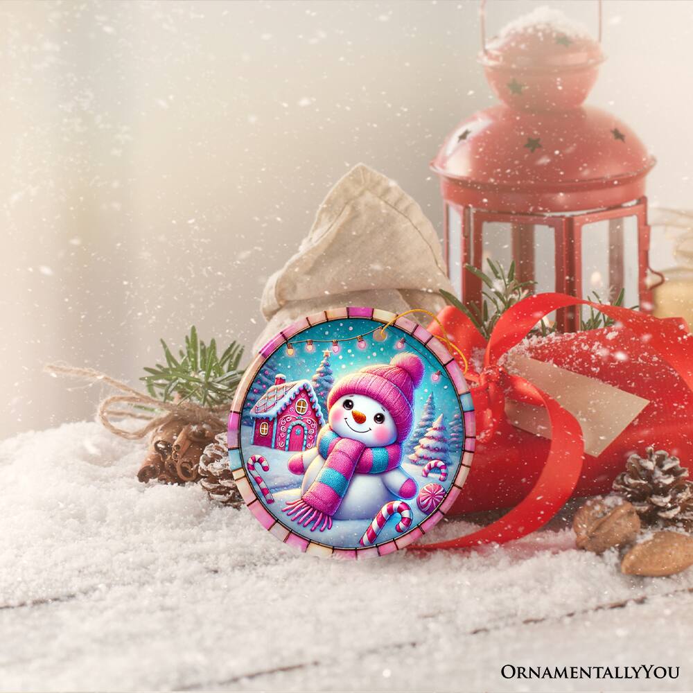 OrnamentallyYou Snowman Candyland Pink Themed Ornament Gift for Cozy ...
