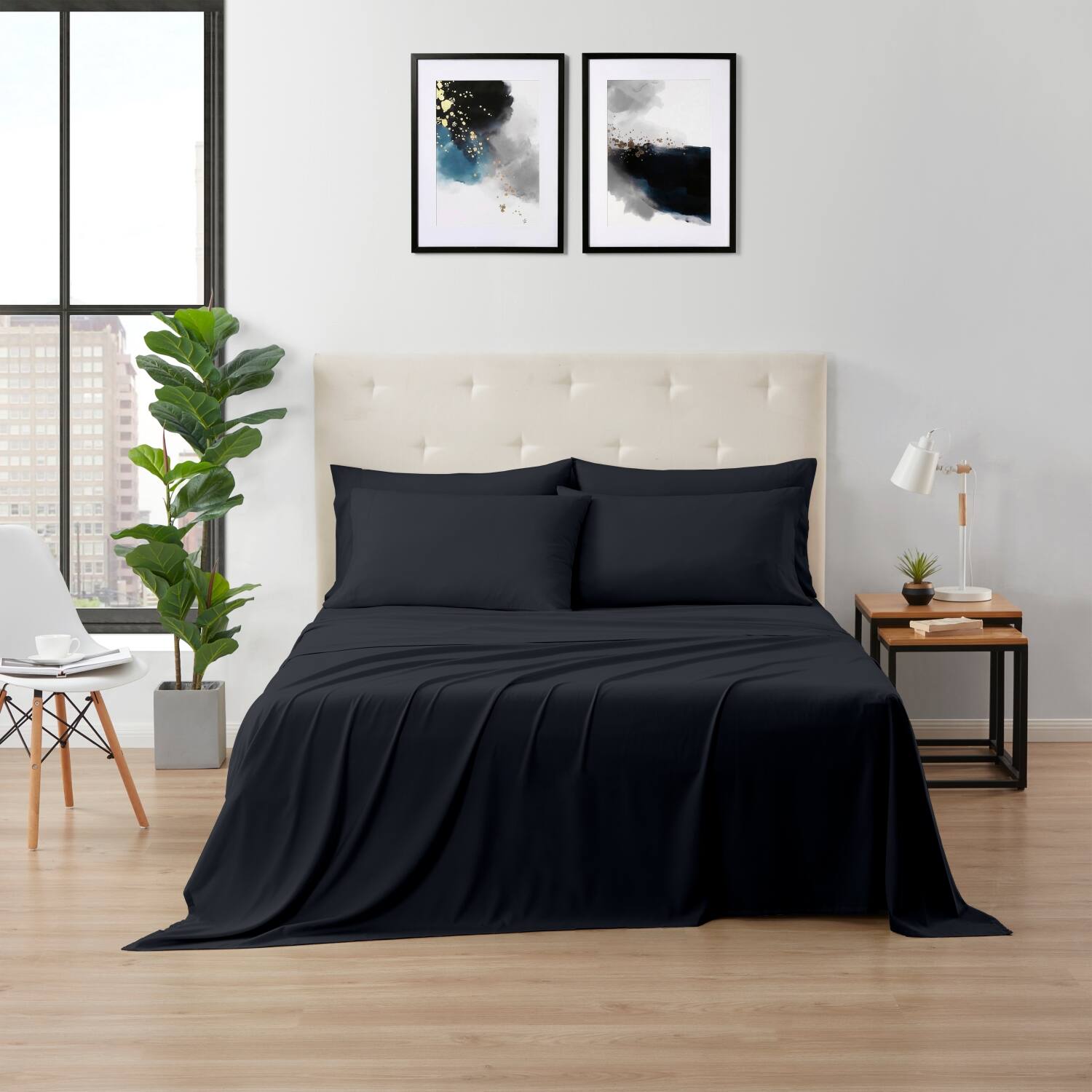 Kathy Ireland Bamboo Cooling 6 Piece Sheet Set Black 1240 - Best Buy