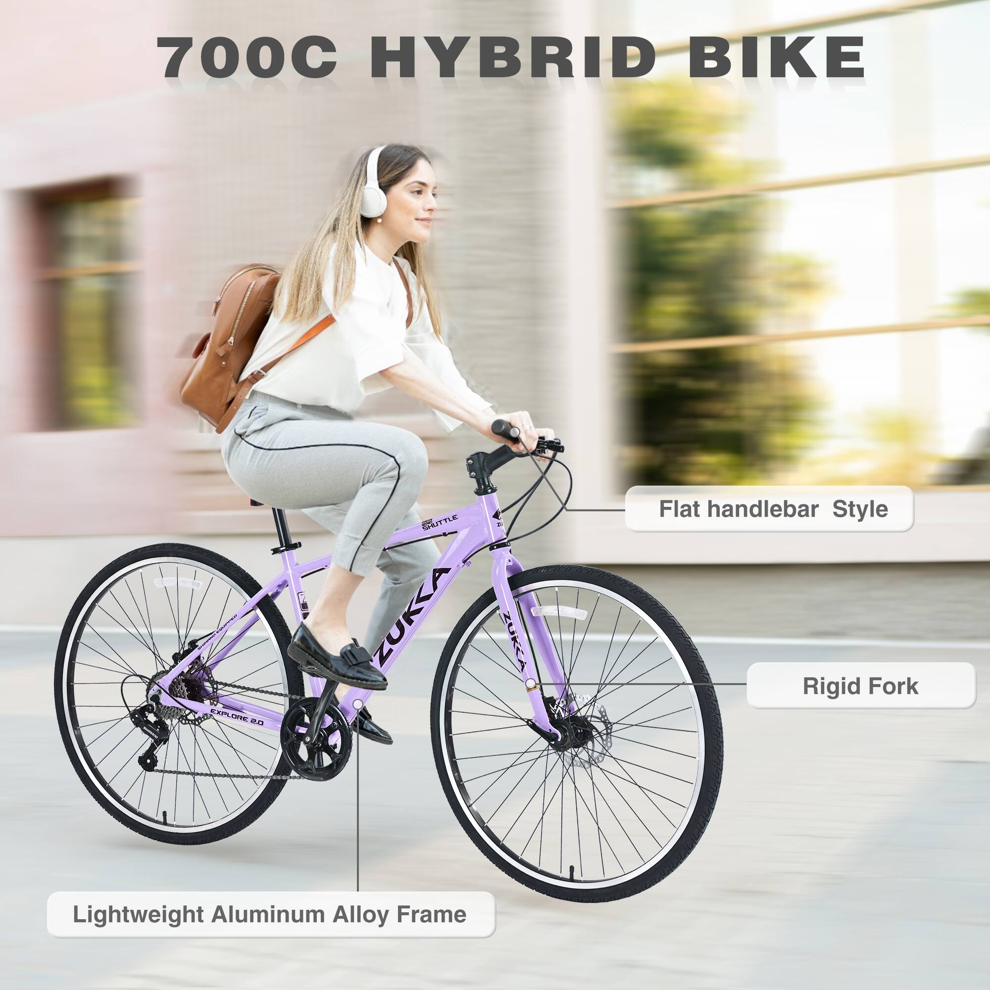 APRILSOUL Shimano 7 Speed Hybrid Bike 700C Disc Brake Aluminum Frame ...