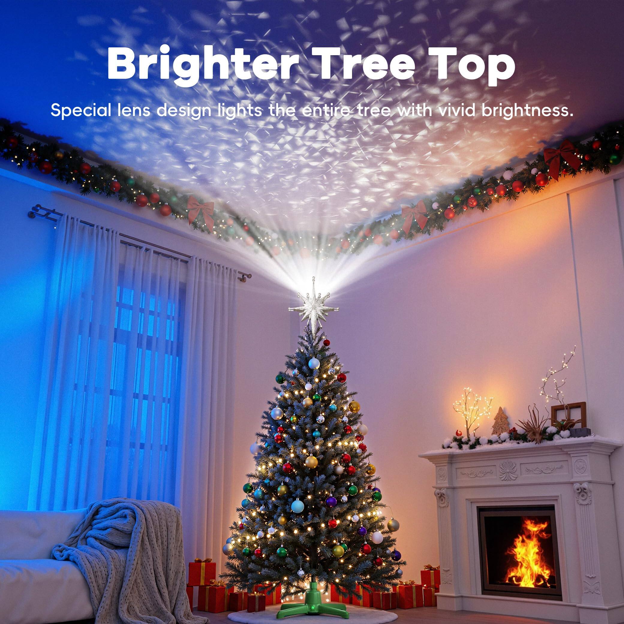 PARKER SLATER 2025 Upgraded Christmas Tree Topper Projector Light With ...