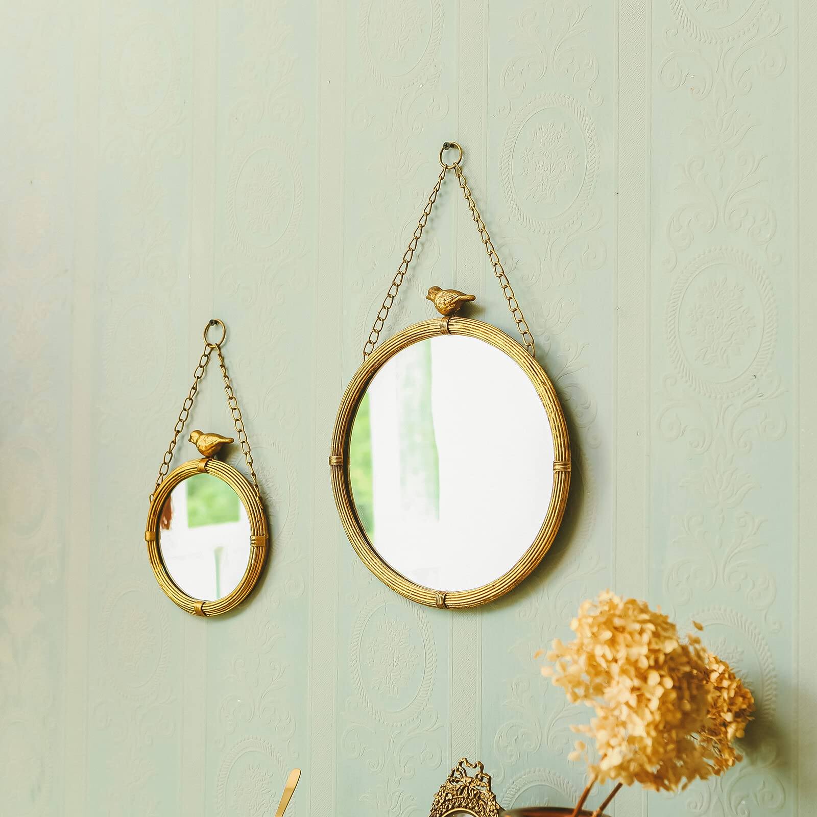 Live At Space 6.7 Inch Decorative Small Hanging Mirrors Vintage Round ...