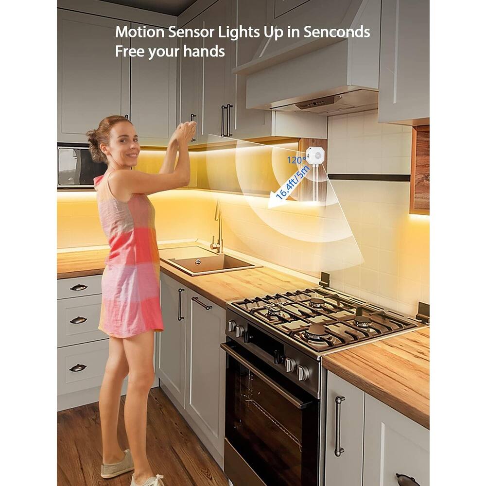 ACJPR Motion Sensor RGB LED Light Strip with App Control, 9.84ft ...