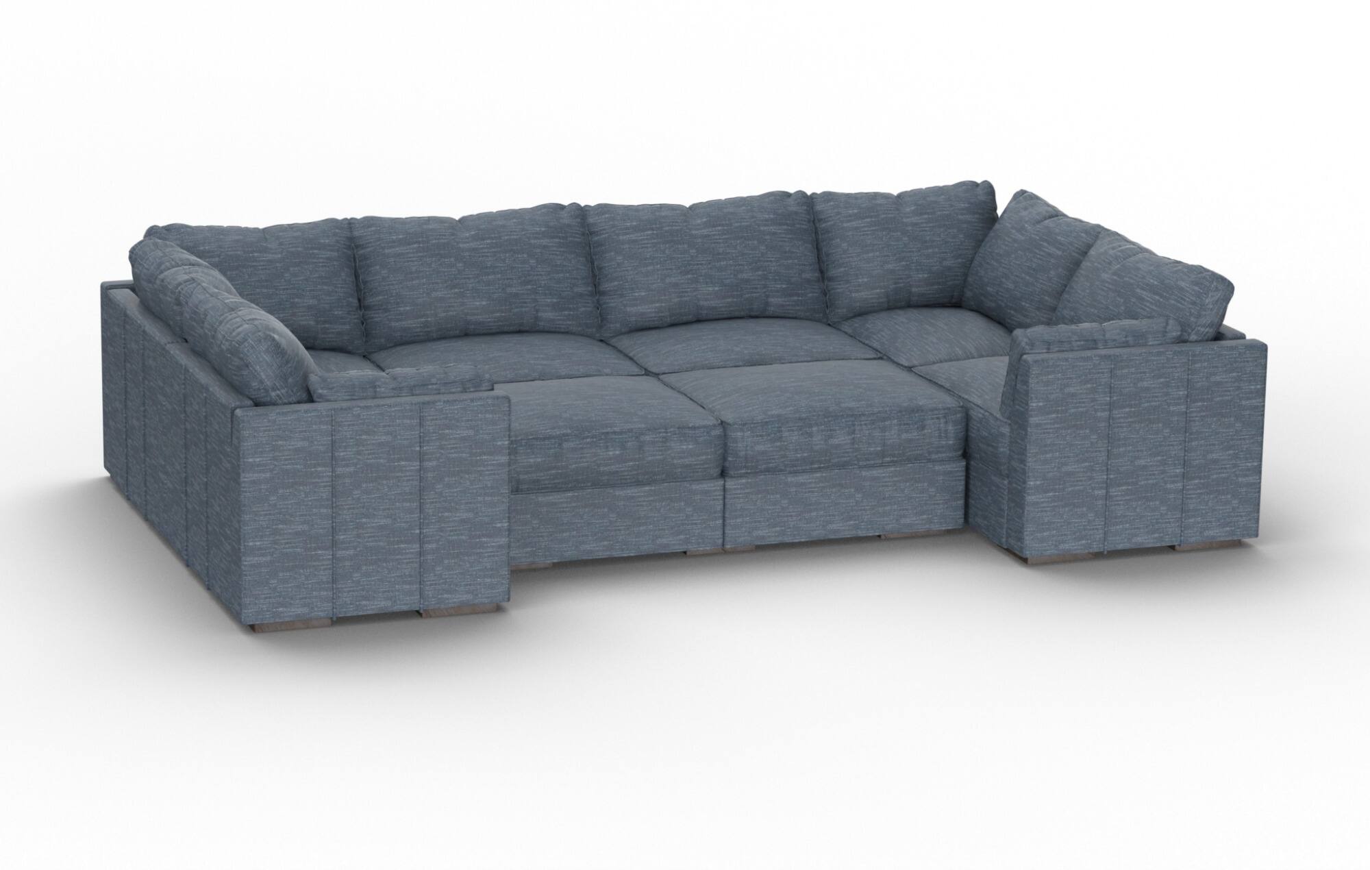 Lovesac 8 Seats (3 Storage) + 10 Angled Sides Vintage Blue Rained ...