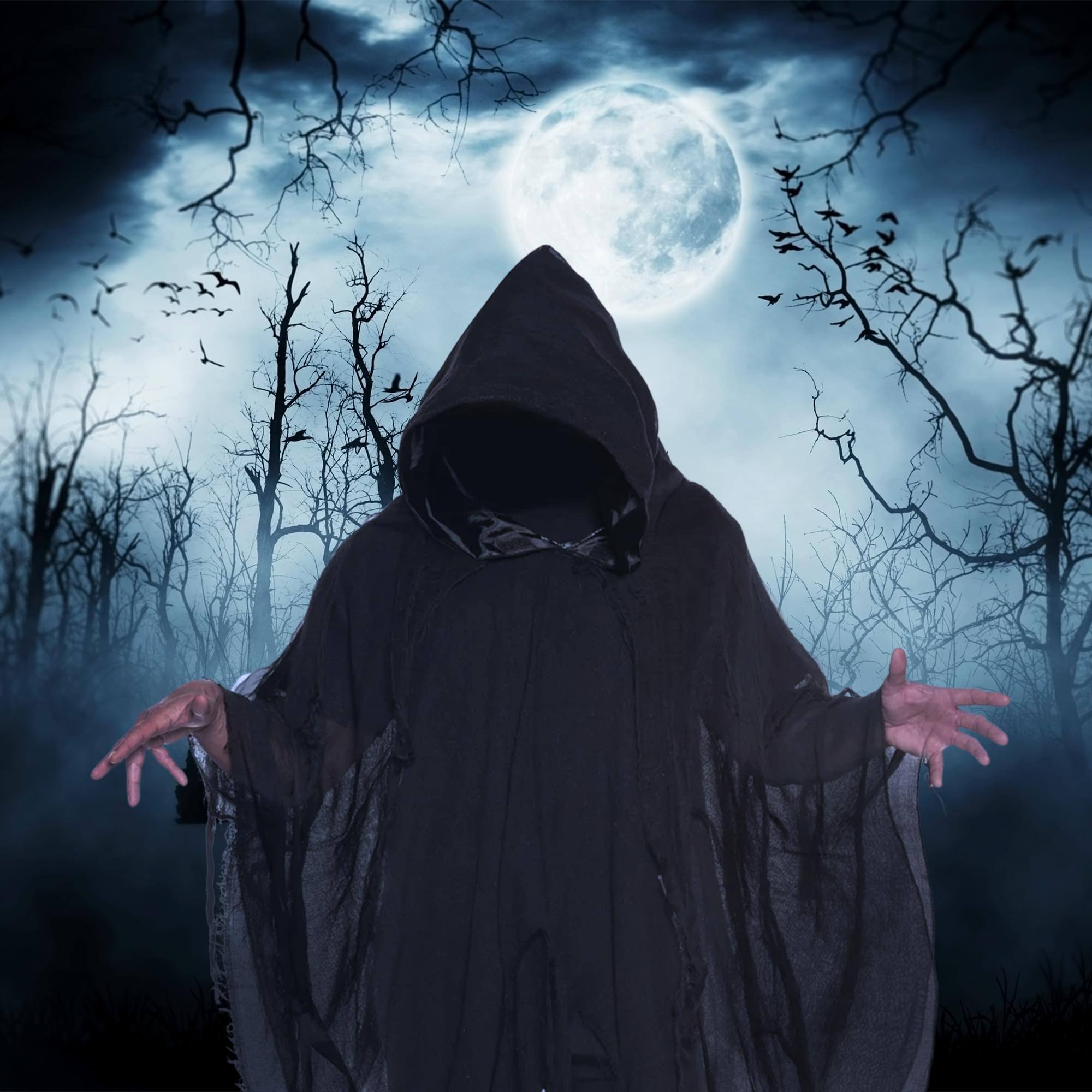 Underwraps Shredded Phantom Adult Hooded Costume Cape | Standard Black ...