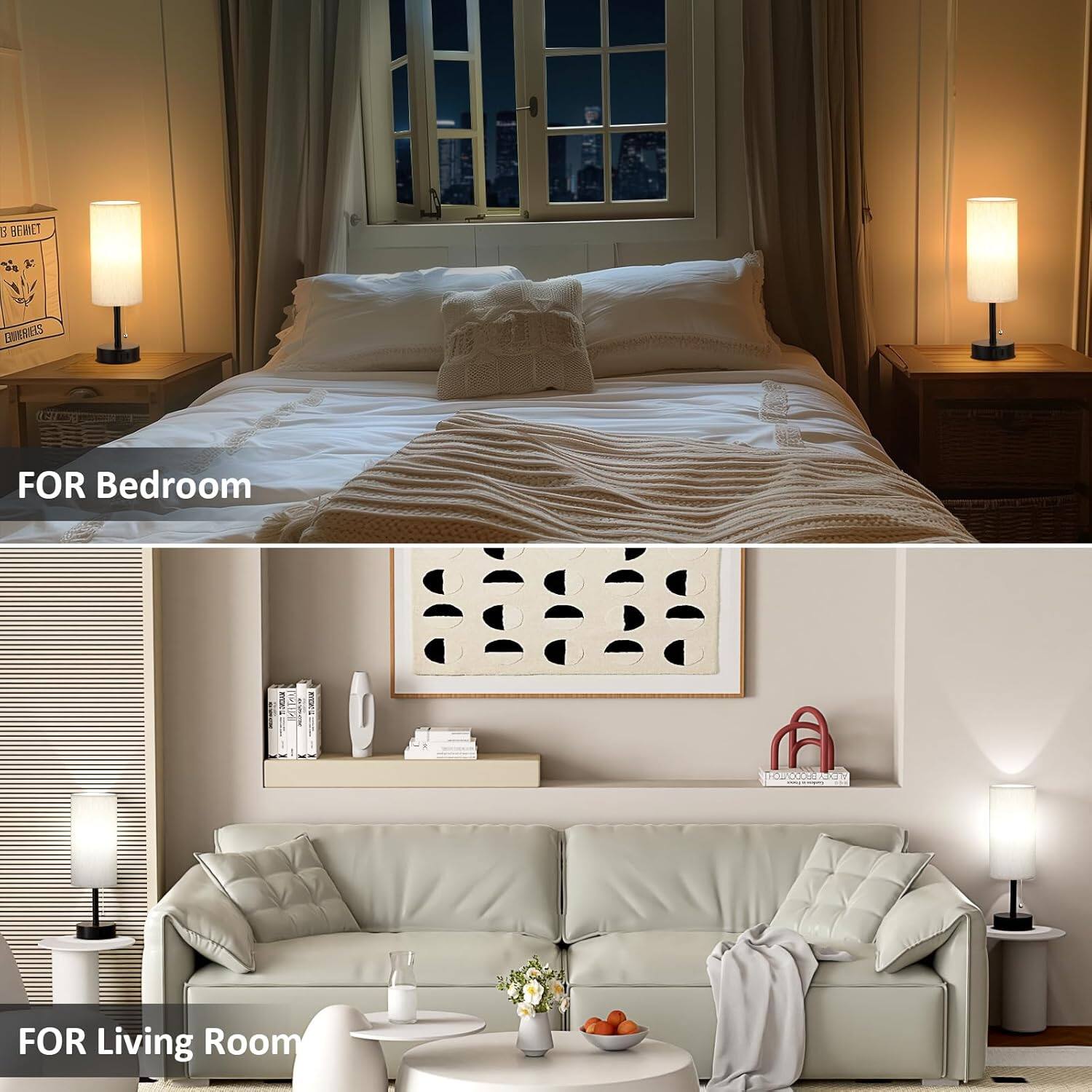 Stamp n Camp Fenmzee Bedside Table Lamps Set of 2 3 Color Temperatures ...