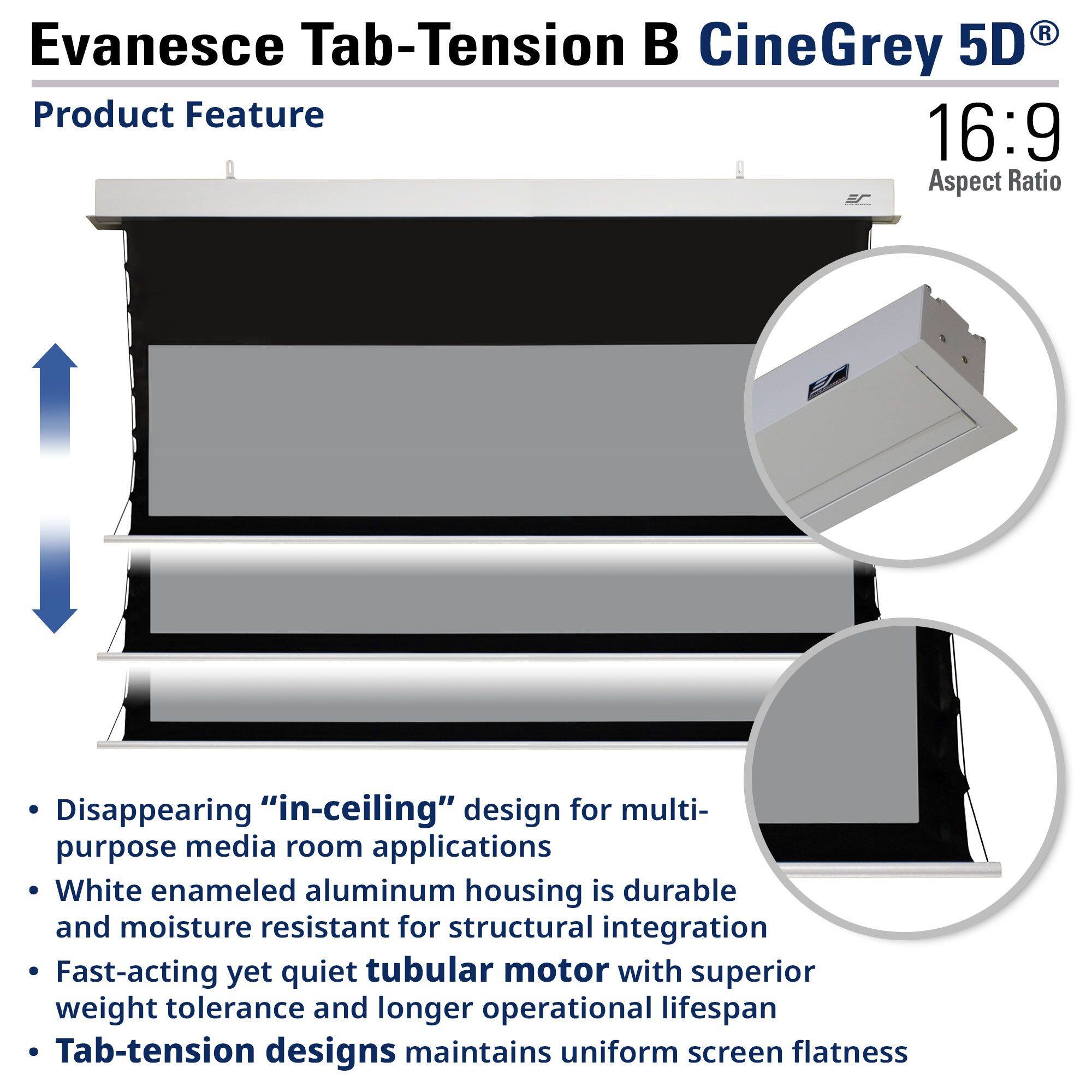 Elite Screens Evanesce Tab Tension B CineGrey 5D® In Ceiling Ambient ...