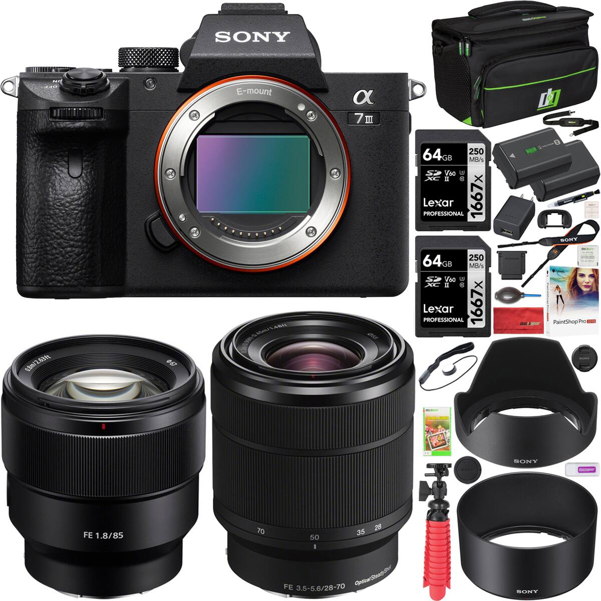Sony a7 III Mirrorless 4K Camera + 2 Lens Kit 28 70mm + 85mm + Case 2x ...
