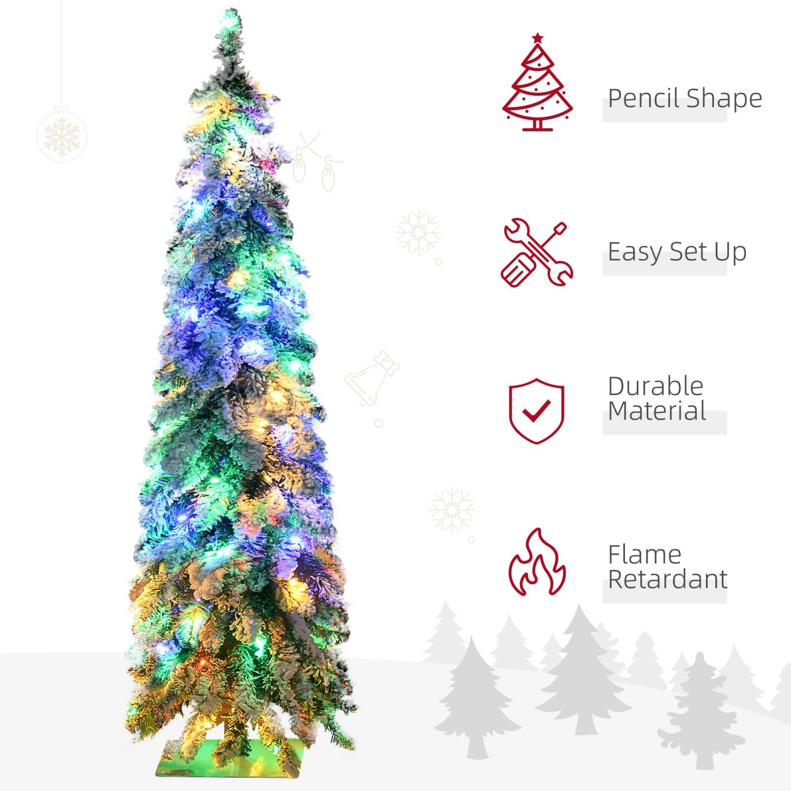 Ecooso 4ft Tall Prelit Pencil Artificial Christmas Tree，225 Snow ...
