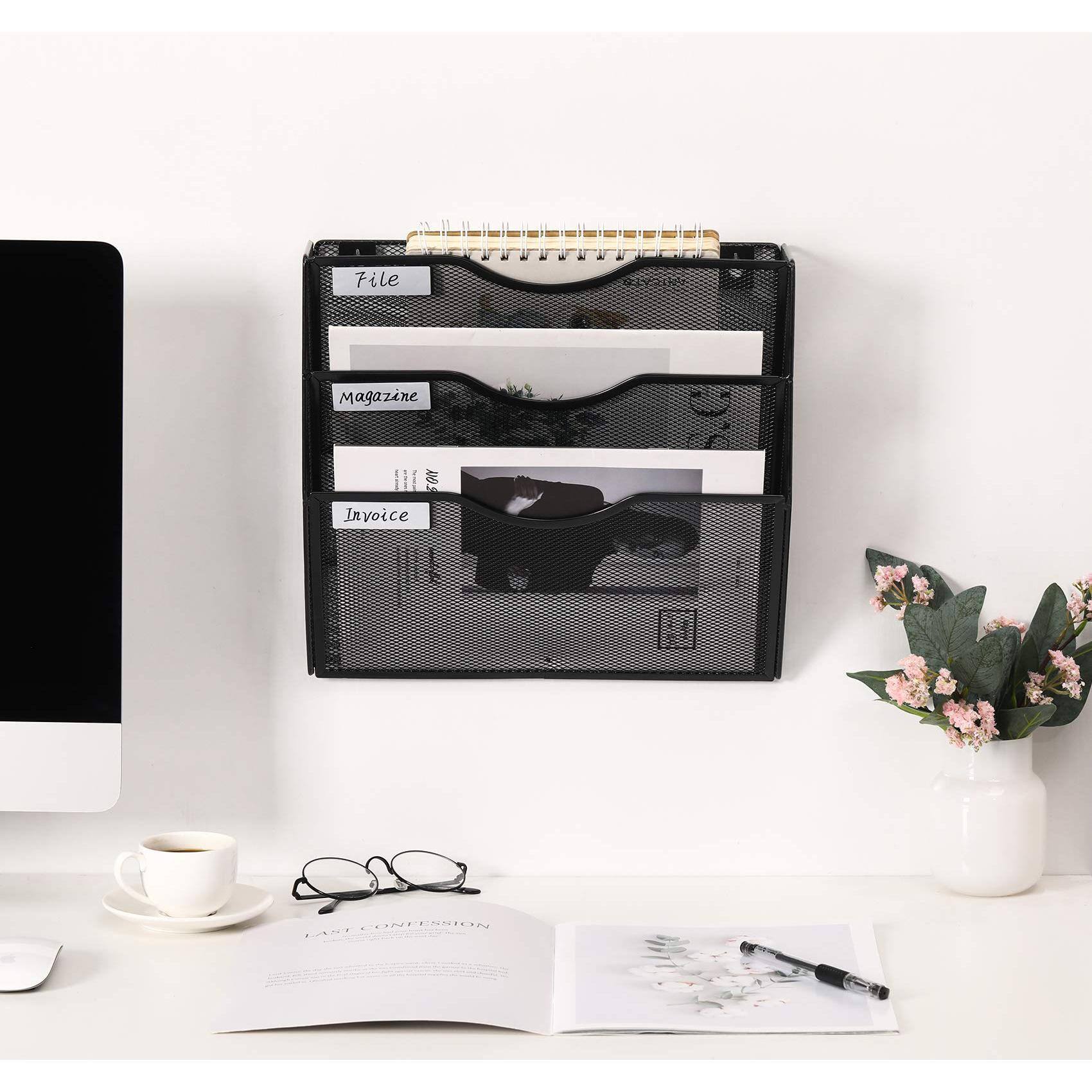 Dapper Styles Hanging Wall File Organizer 3 Pocket Mounted Mail ...