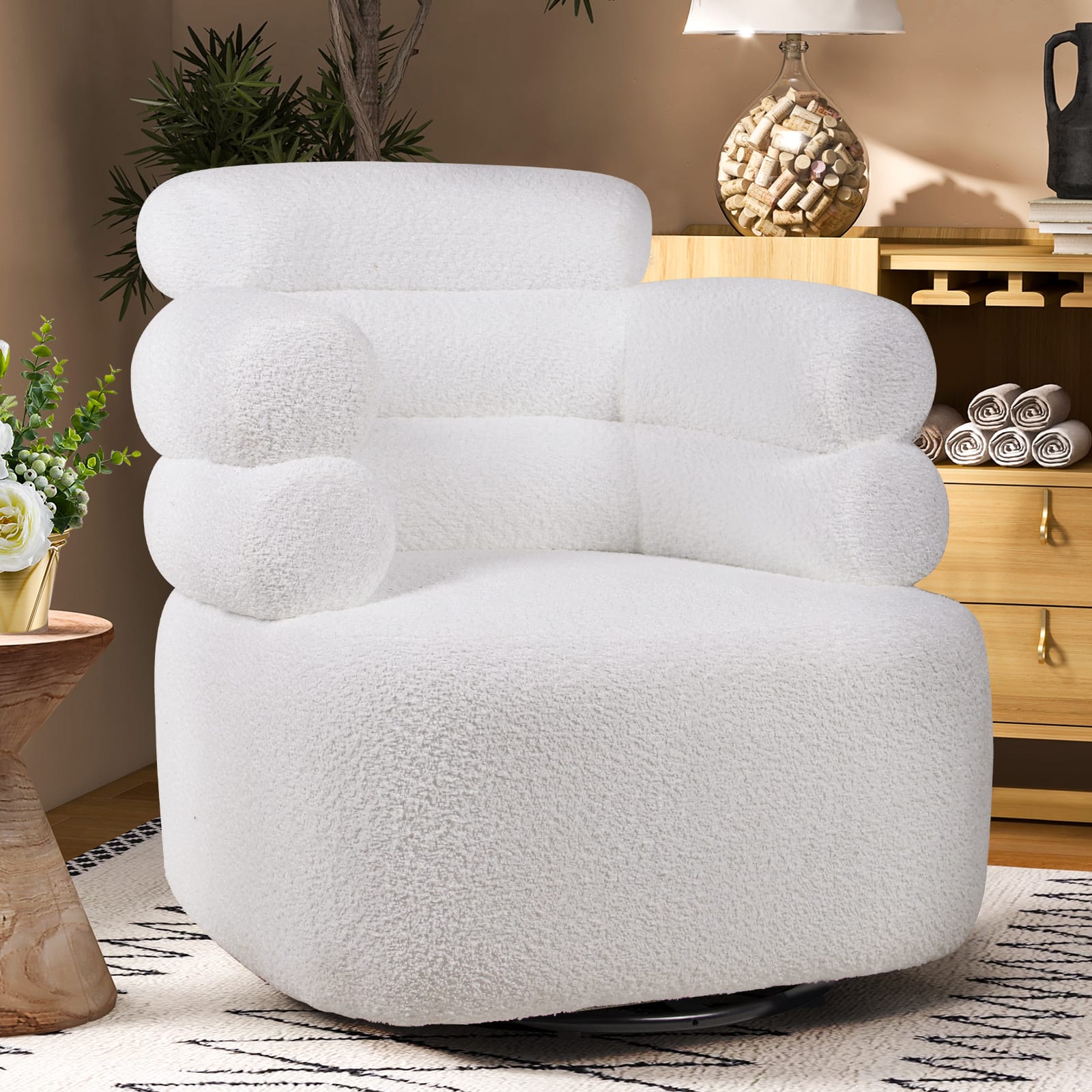 Best Buy: Bestier Modern Novelty Microfiber Swivel Barrel Chair 32.9 ...