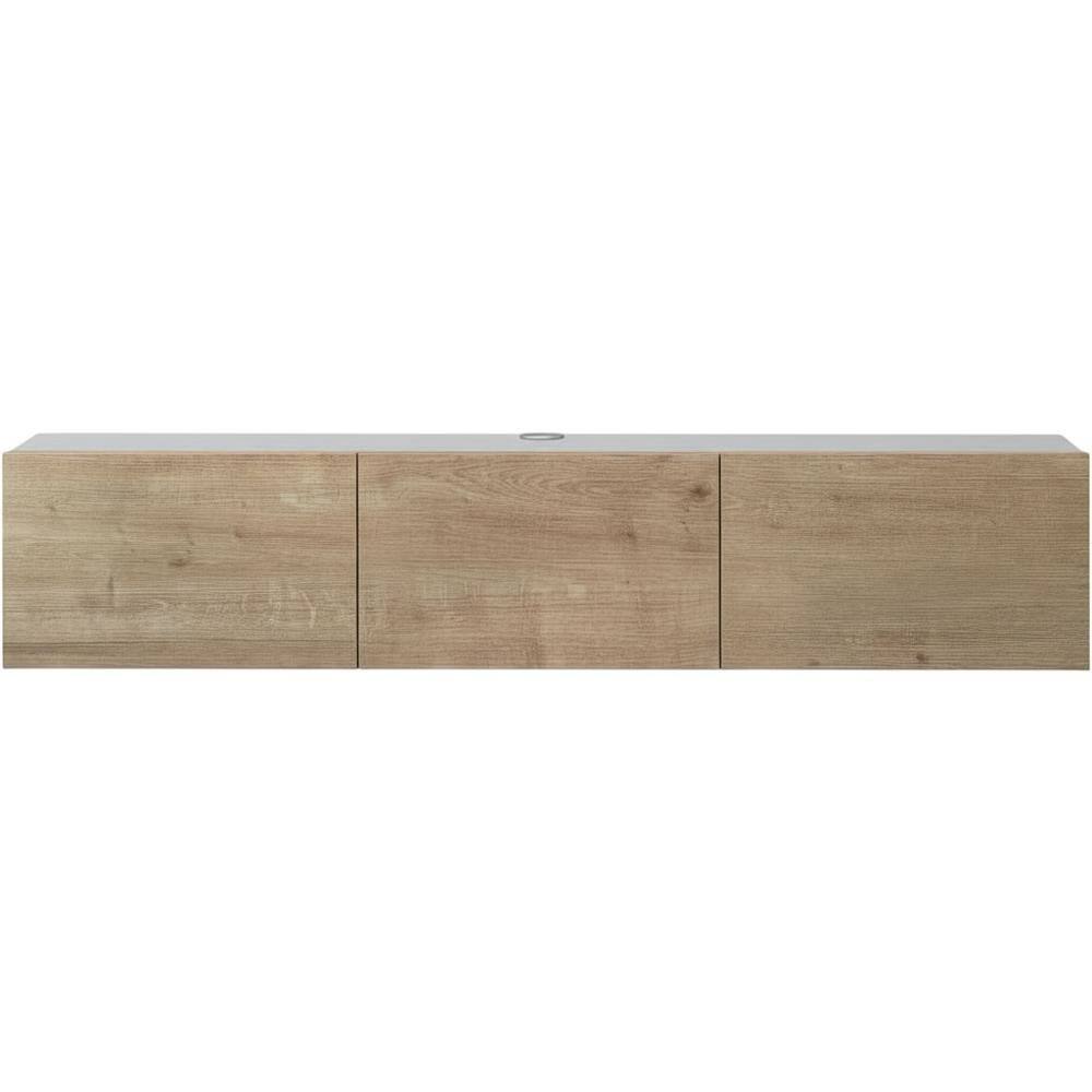 FurniFact White floating TV stand, up to 75 inch screens, sturdy wood ...
