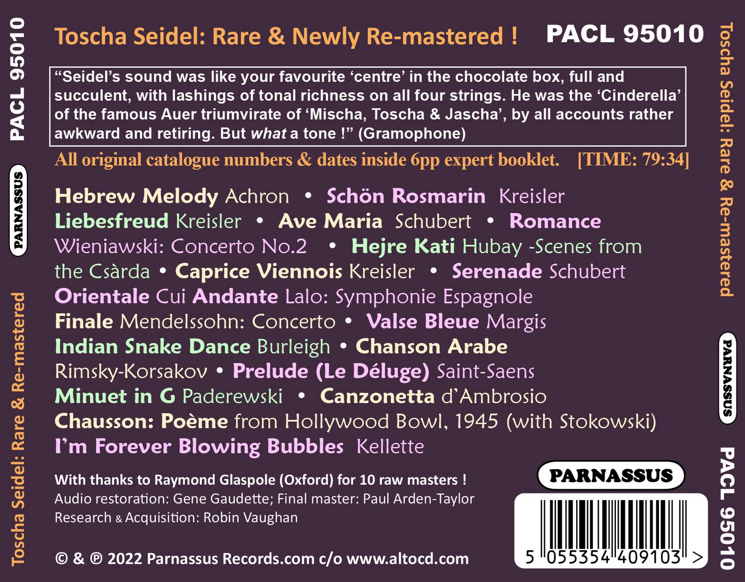 Toscha Seidel Toscha Seidel Rare & Re Mastered COMPACT DISCS [CD ...