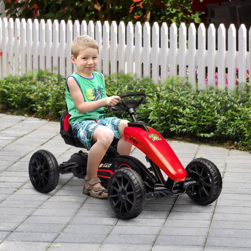 BreeBe Aosom Kids Pedal Go Kart, Outdoor Ride On Toy with Swing Axle ...