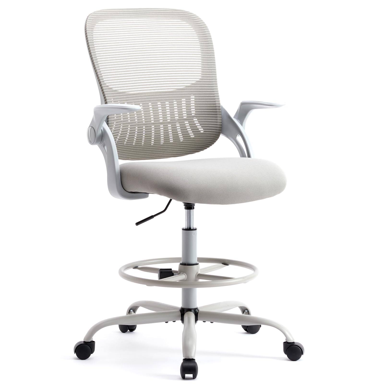 JETRANSPORT Tall Drafting Office Desk Chair High Stool Computer With ...