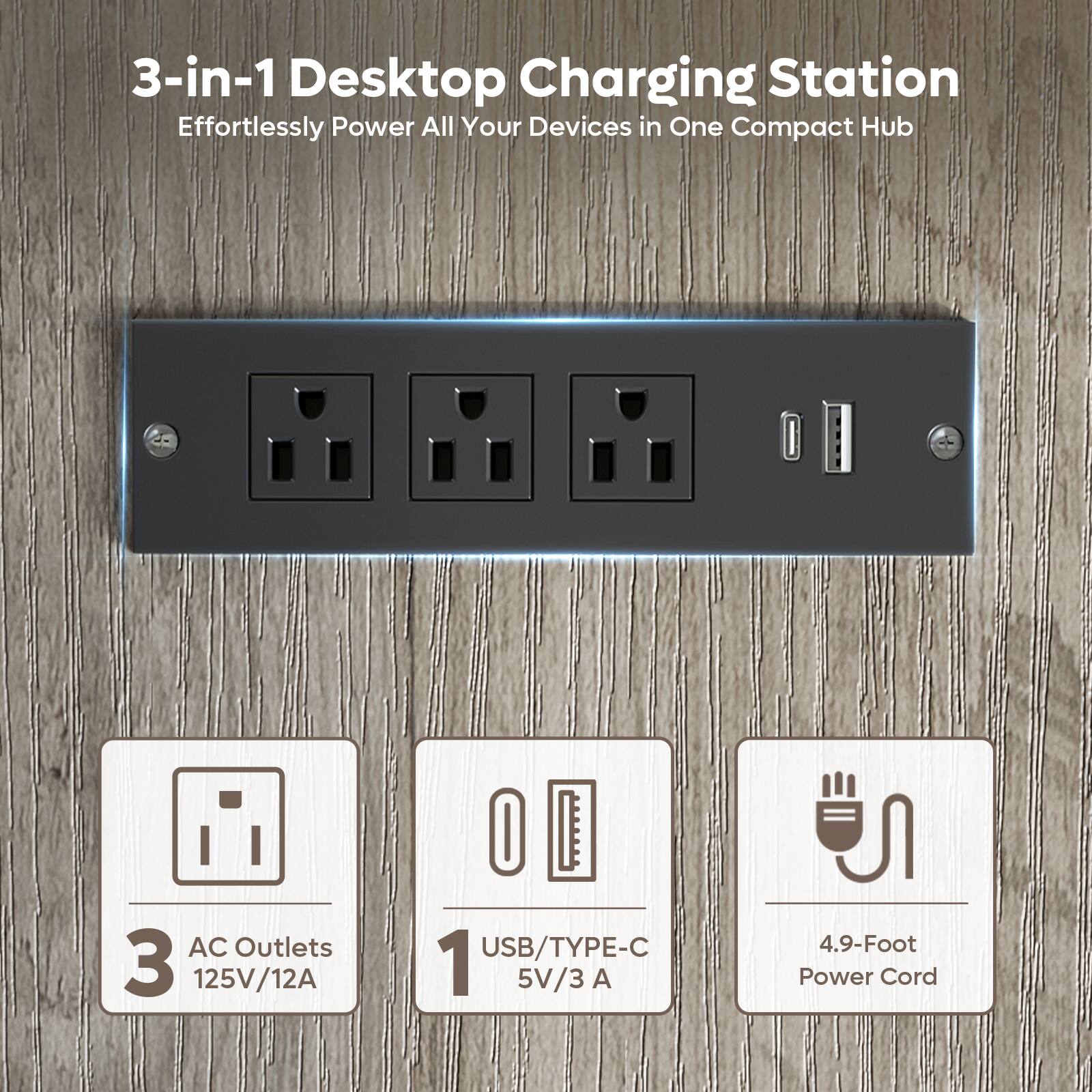 Bestier 63 inch Hutch L Shaped Desk with Monitor Stand & Drawers, LED ...