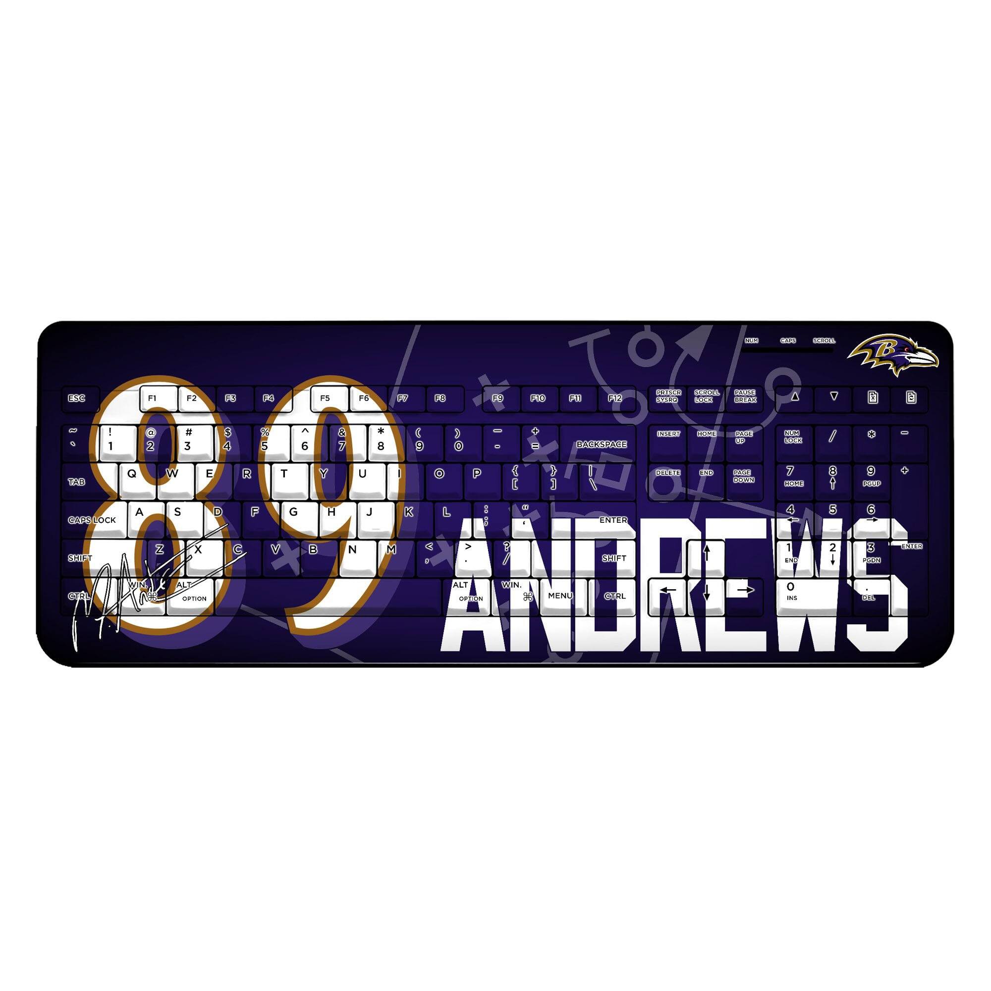 Keyscaper Mark Andrews Baltimore Ravens Wireless Keyboard Black ...