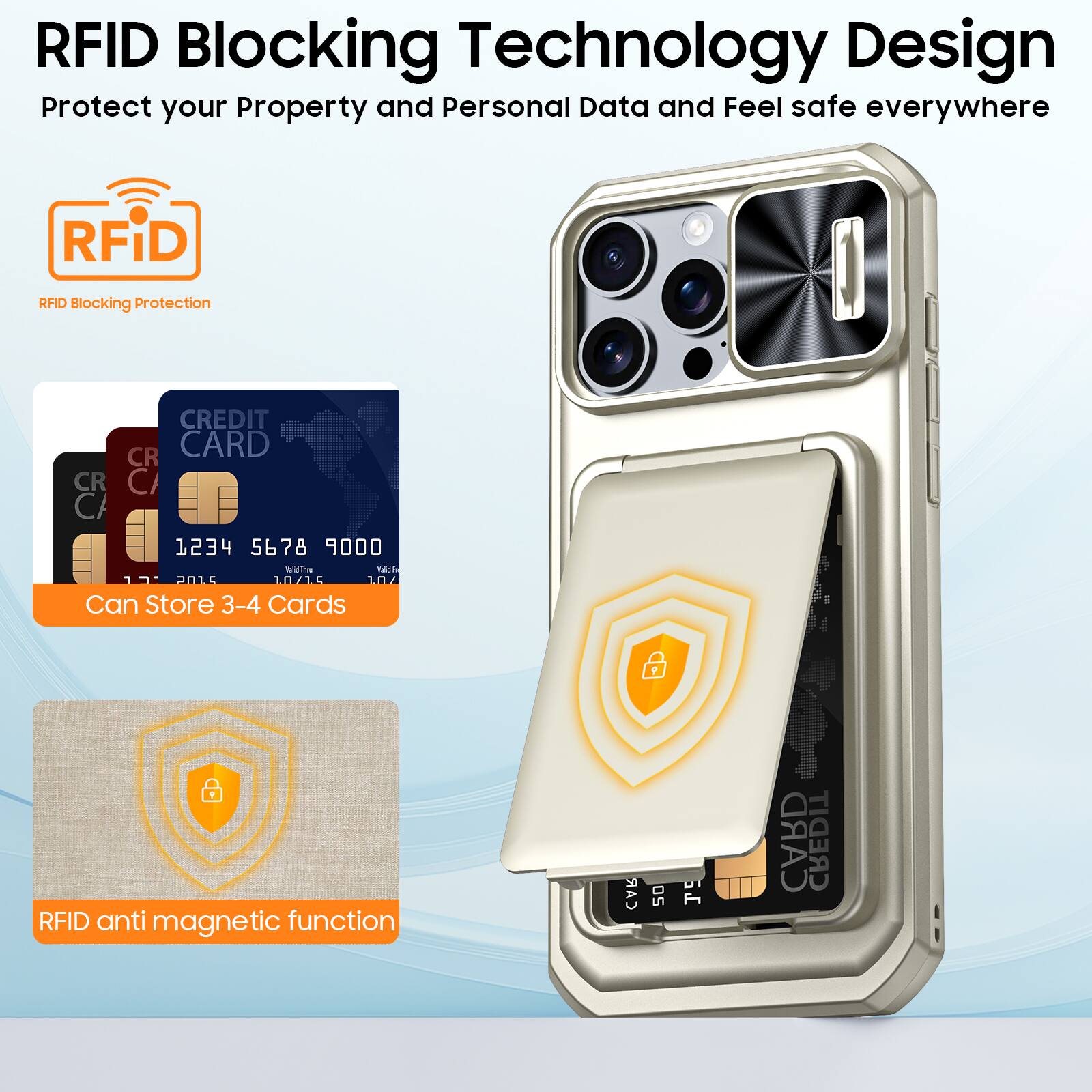 Dteck Rugged Shockproof Flip Stand RFID Wallet Case Sliding Camera Lens ...