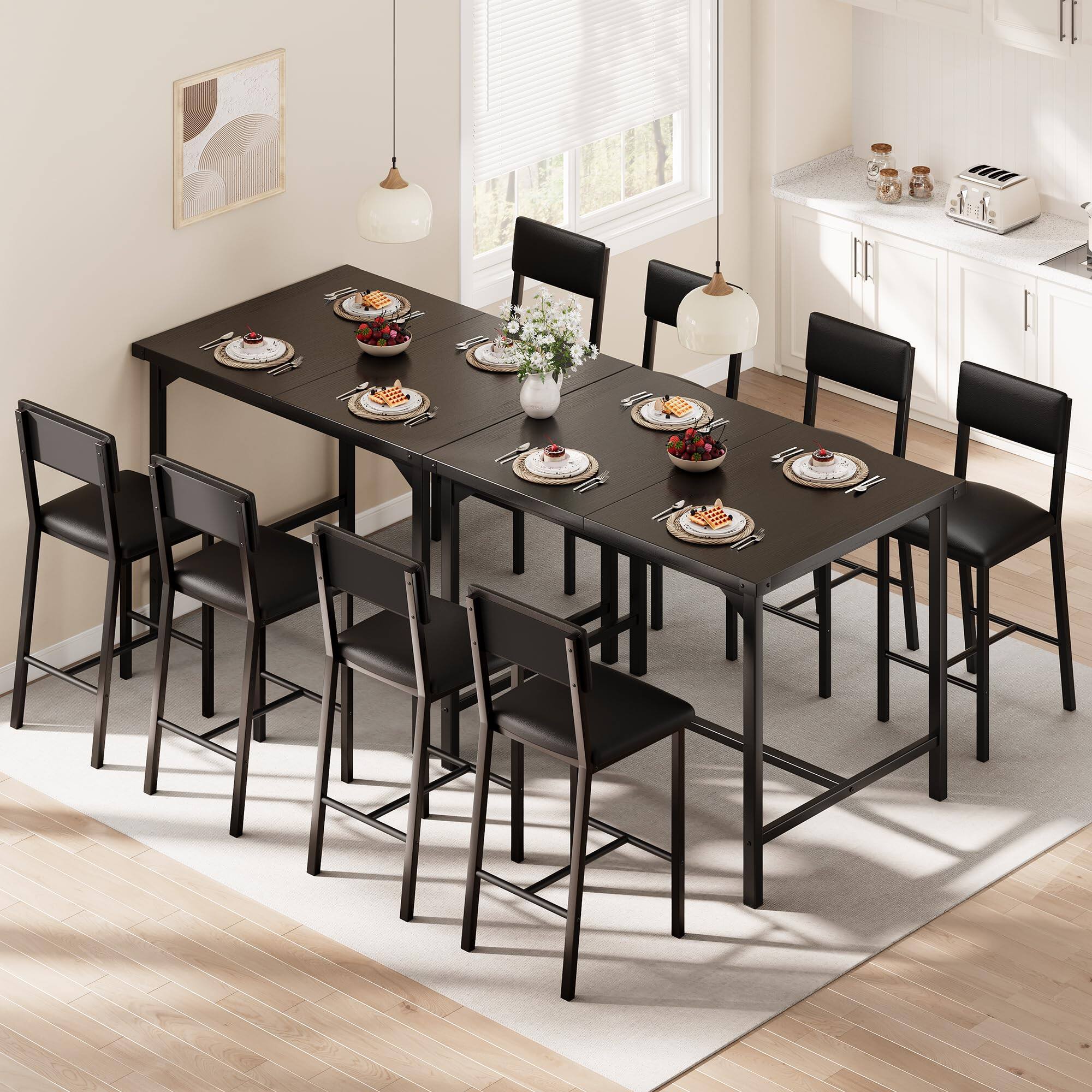 Acekool Dining Table Set for 4 w/Footrest&Corner Protector,5 Piece ...