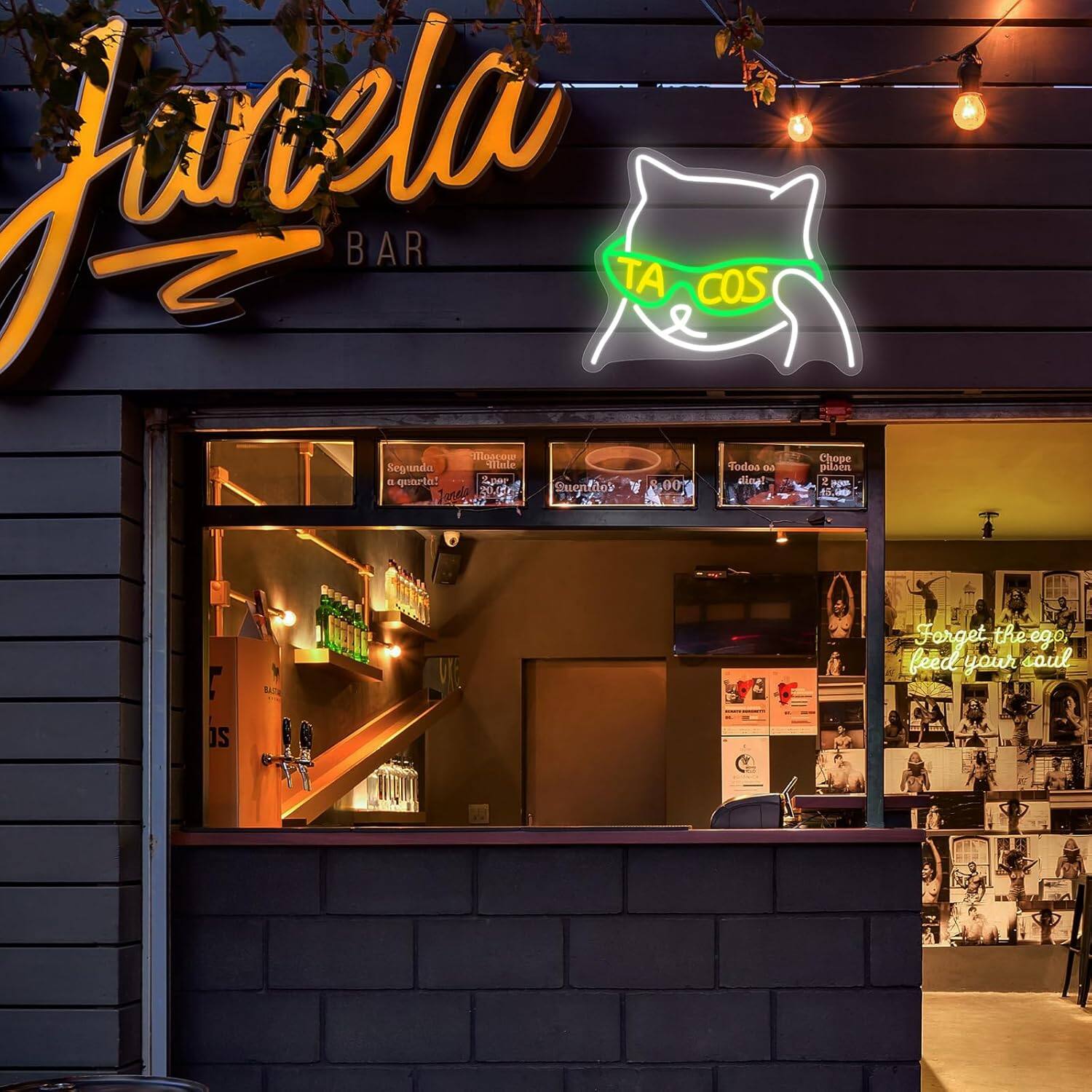 Auledio Tacos Sunglasses Cat Neon Sign, Anime Neon Signs for Wall Decor ...