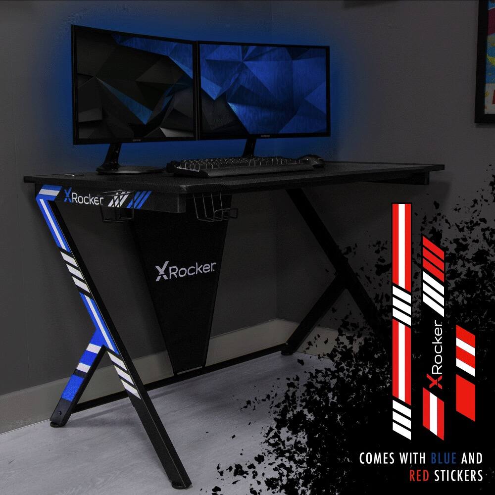 Best Buy: X Rocker Ocelot Gaming Desk Black, Red, Blue 0723901