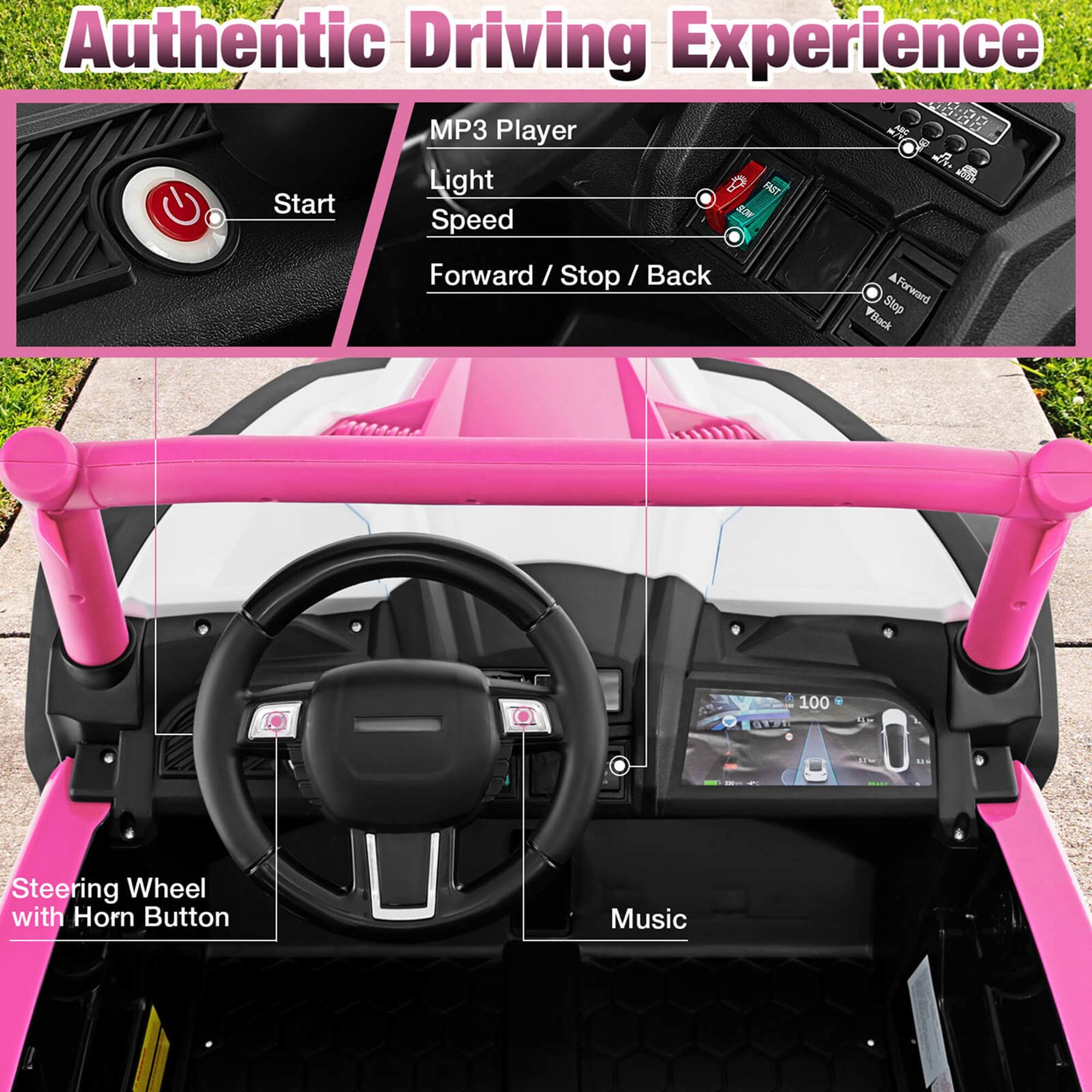 Costway 24V Kids Ride on UTV with 4 x 100W Powerful Engine Remote ...