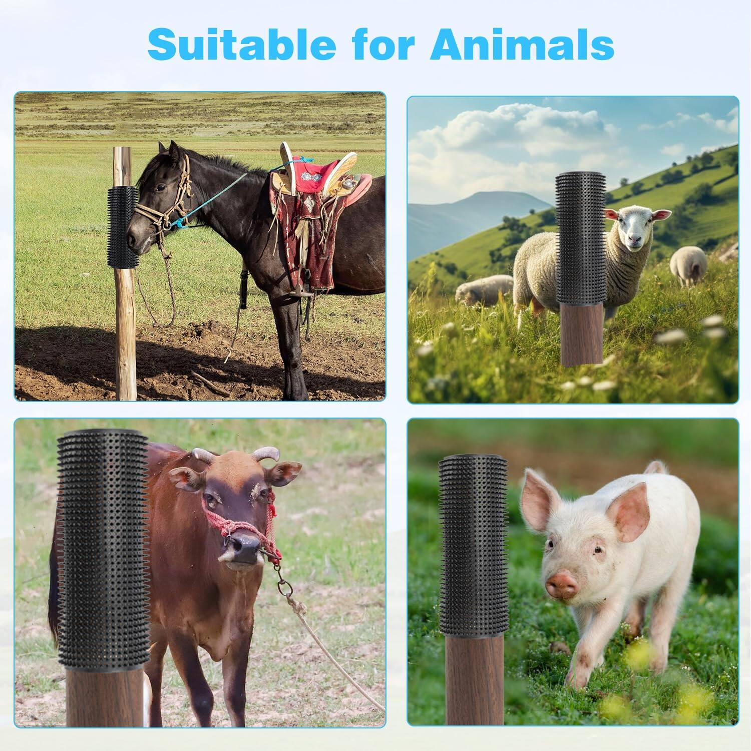 Hirose Alice 2 Horse Cattle Scratchers Super Soft Massage Brush Kit For ...