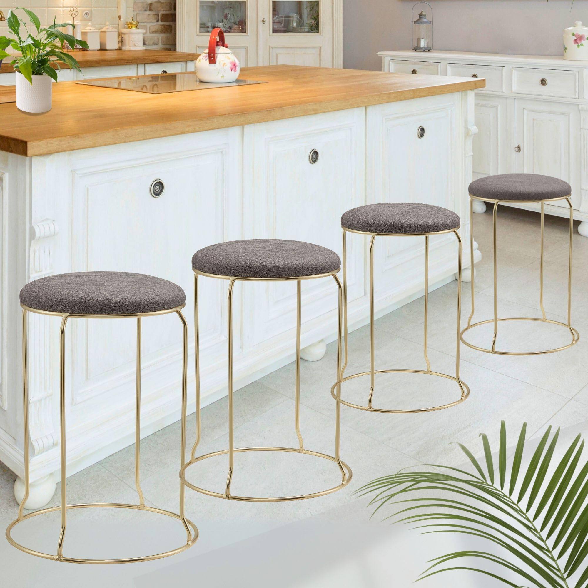 Kings Brand Furniture Carmilla Upholstered Counter Height Stool Grey ...